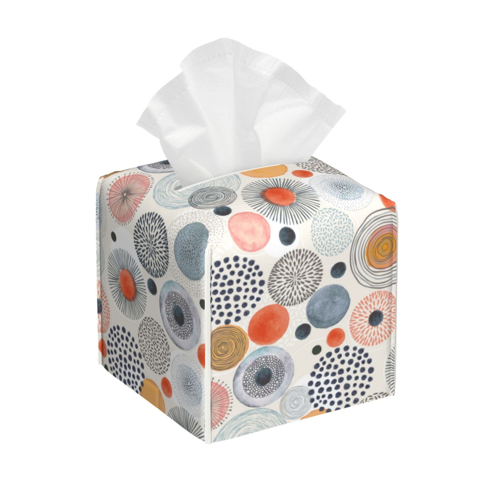 Tissue Box Cover, colorful circles print Leather Tissue Box Holder ...