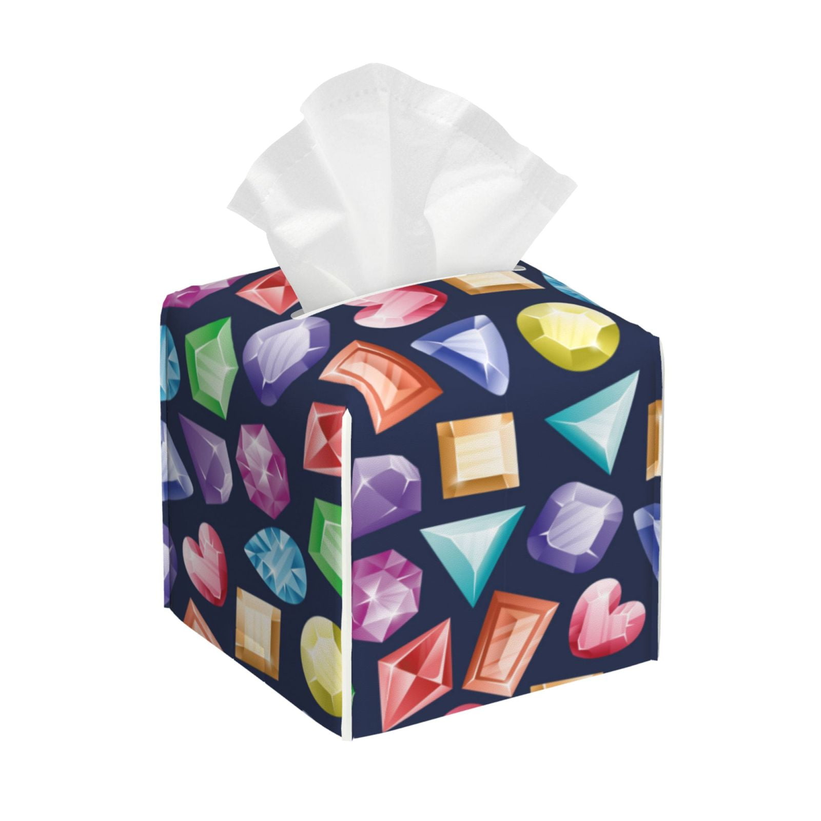 Tissue Box Cover, colorful crystals stones Leather Tissue Box Holder ...