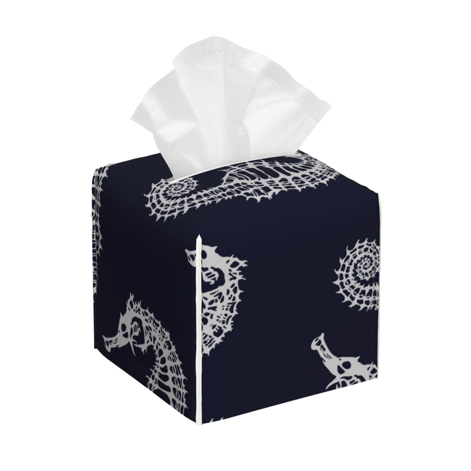 Tissue Box Cover, cool Seahorses skeletons print Leather Tissue Box ...