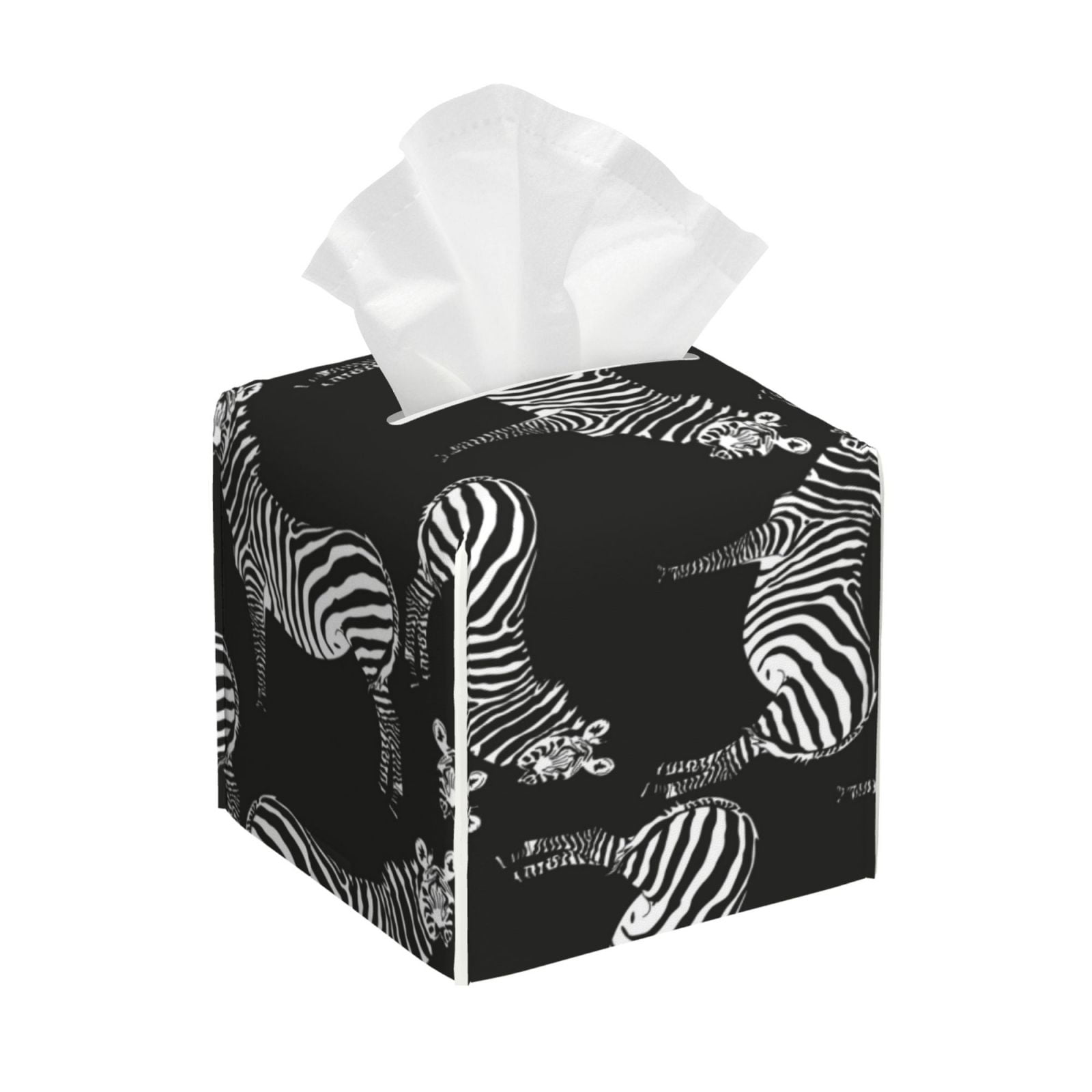 Tissue Box Cover, cool black zebra Leather Tissue Box Holder - Tissue ...
