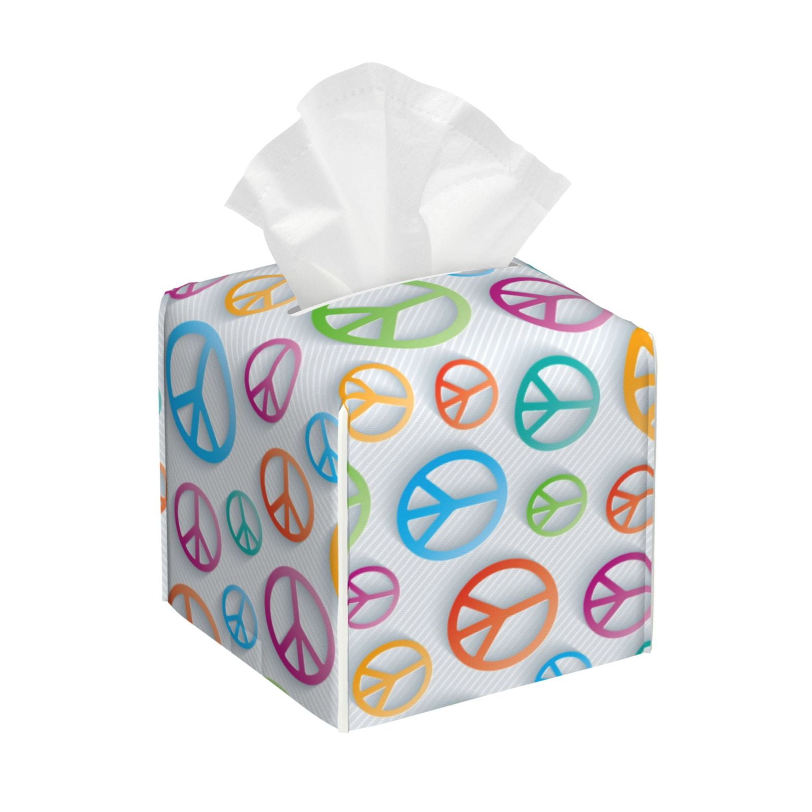 Tissue Box Cover, cool peace sign white Leather Tissue Box Holder ...