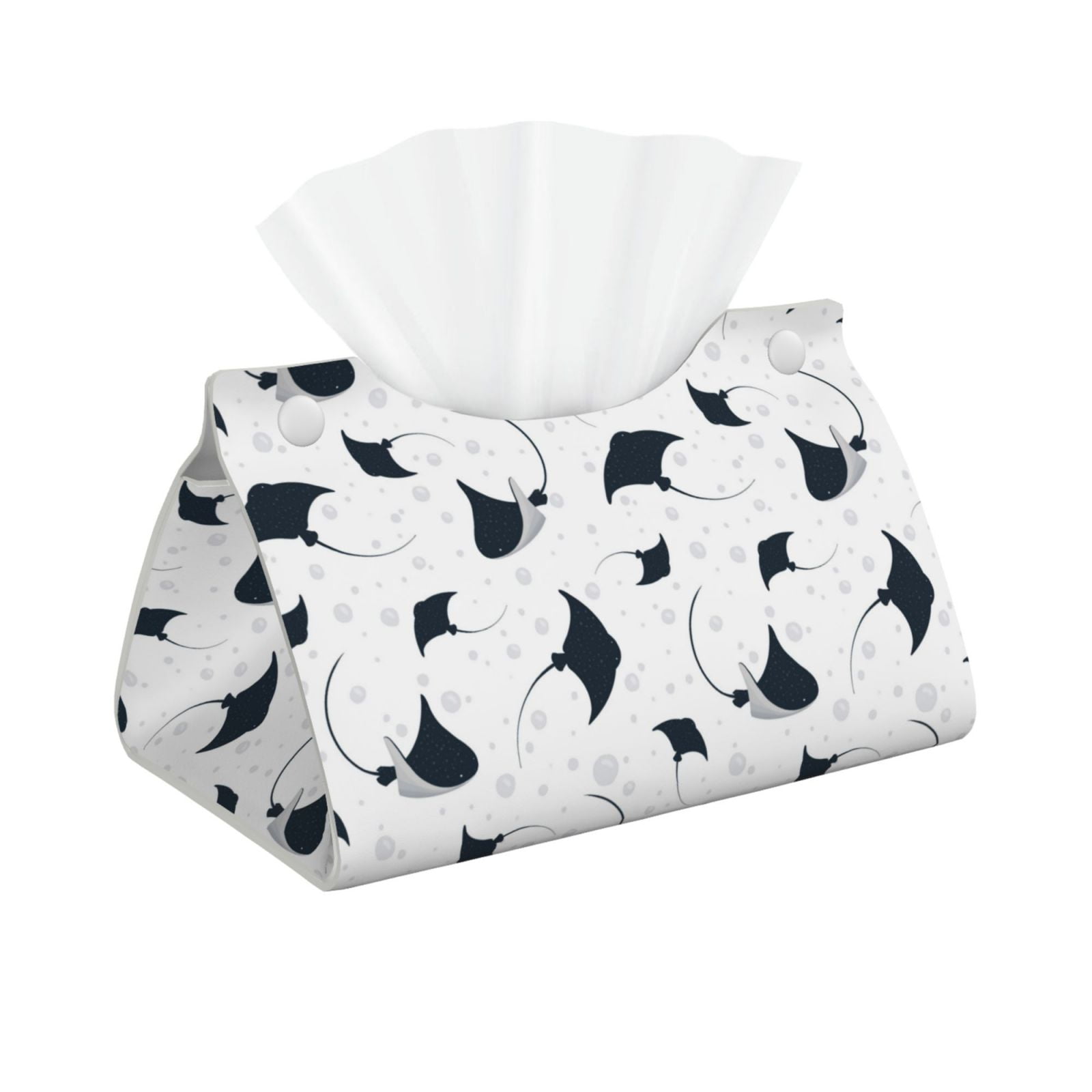 Tissue Box Cover, cool stingrays bubbles white Leather Rectangular ...