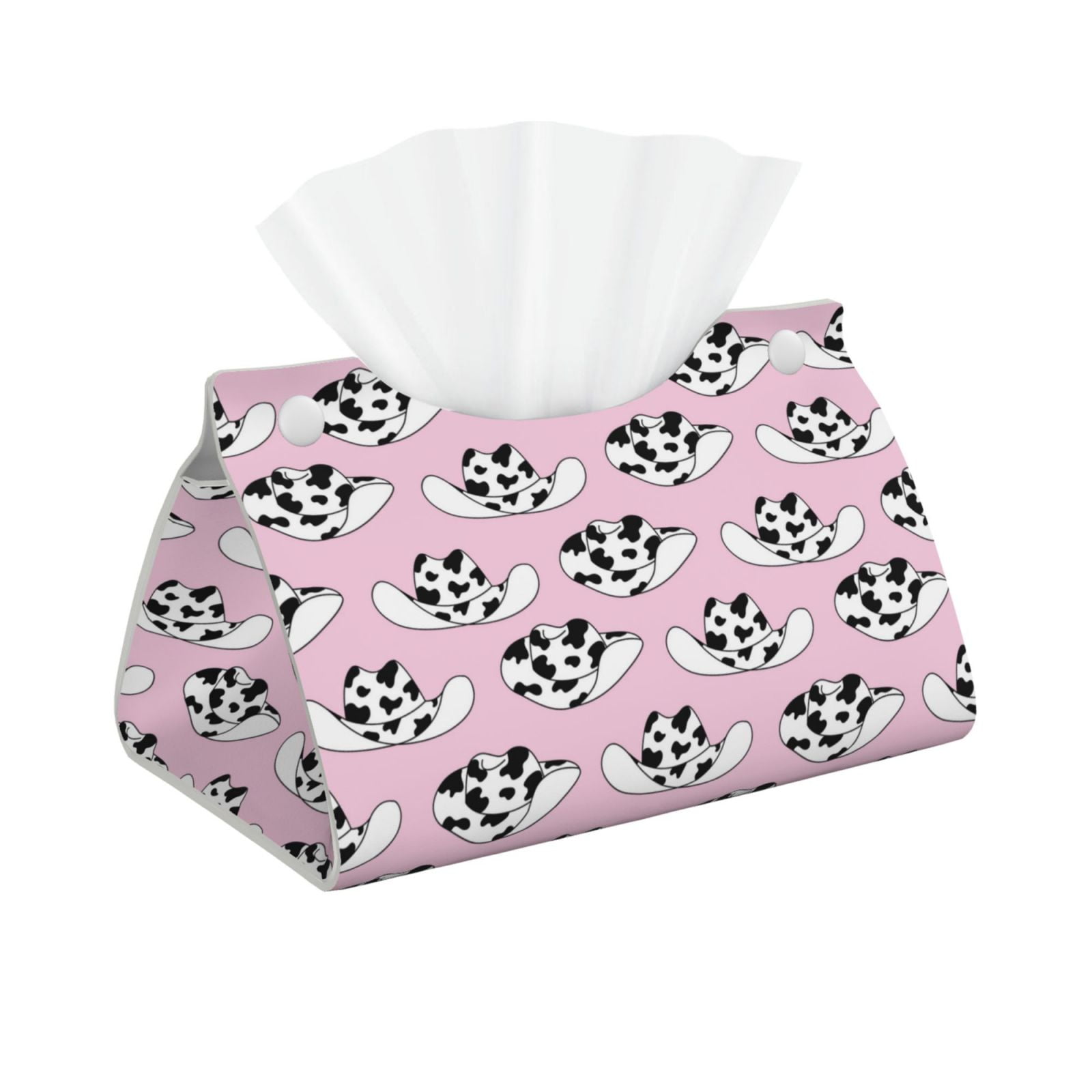 Tissue Box Cover, cowgirl hats cow print pink Rectangular Leather ...