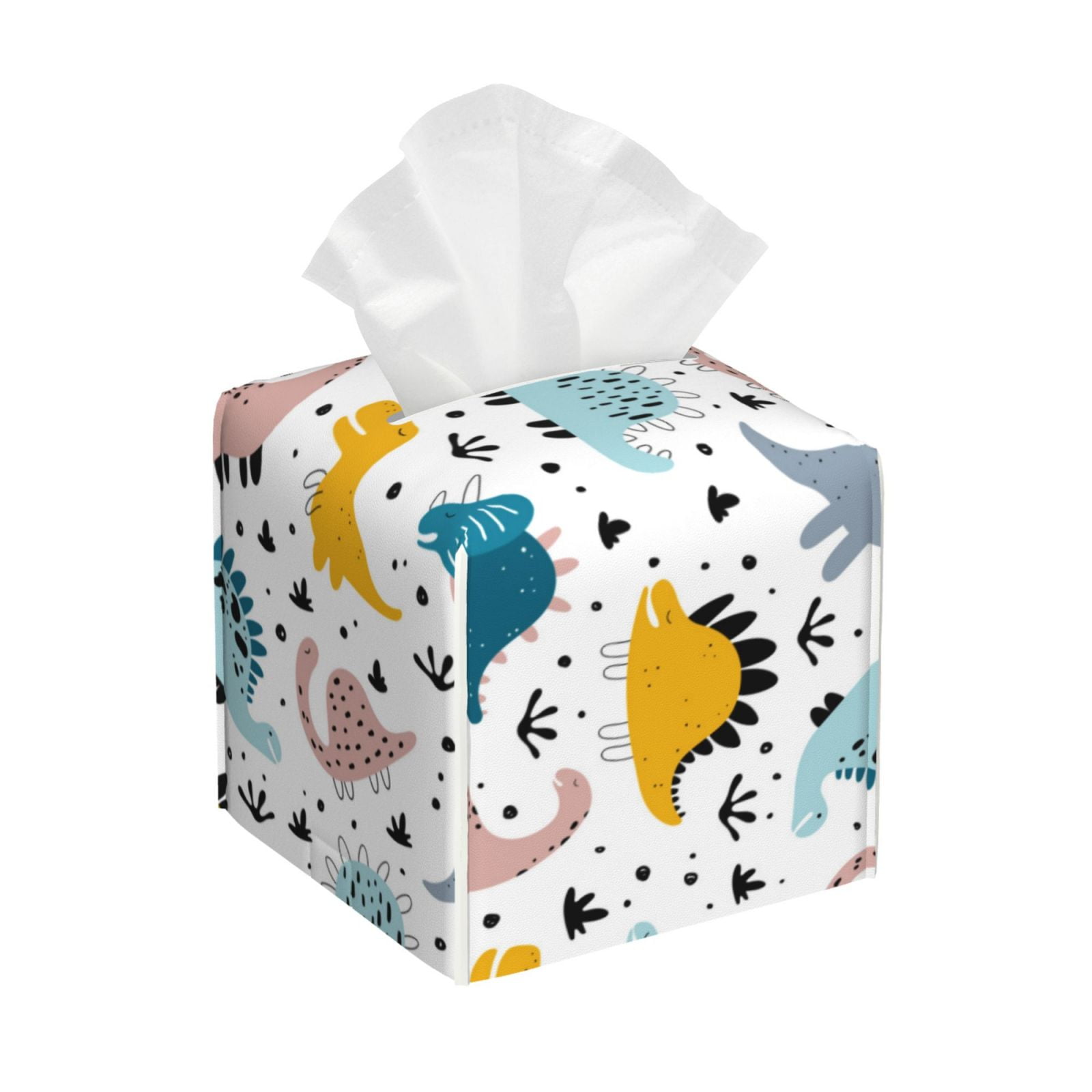 Tissue Box Cover, cute Dinosaur print Leather Tissue Box Holder ...