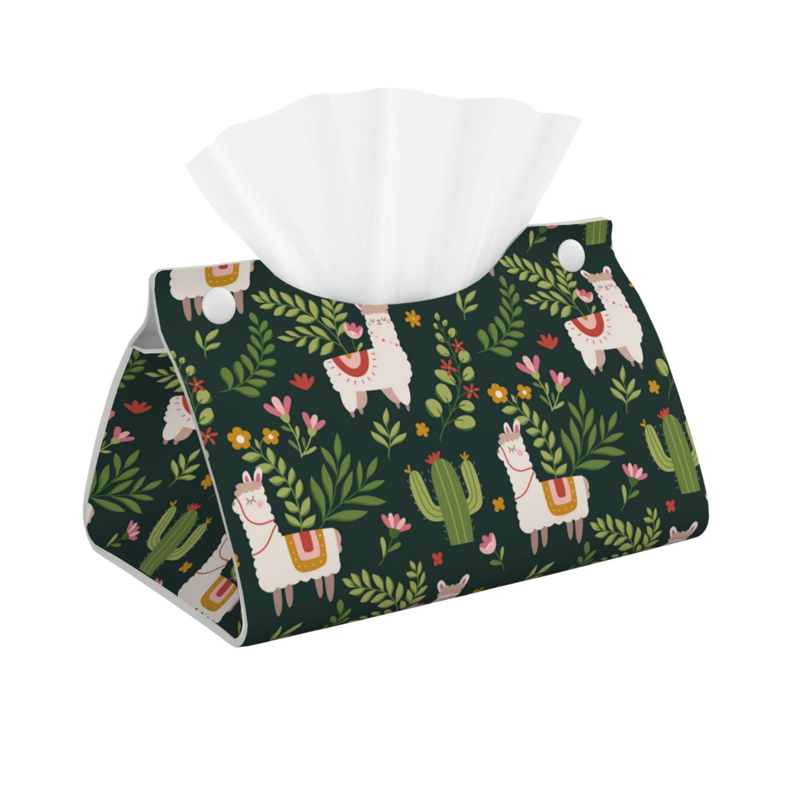 Tissue Box Cover, cute alpaca cactus llama floral Rectangular Leather ...