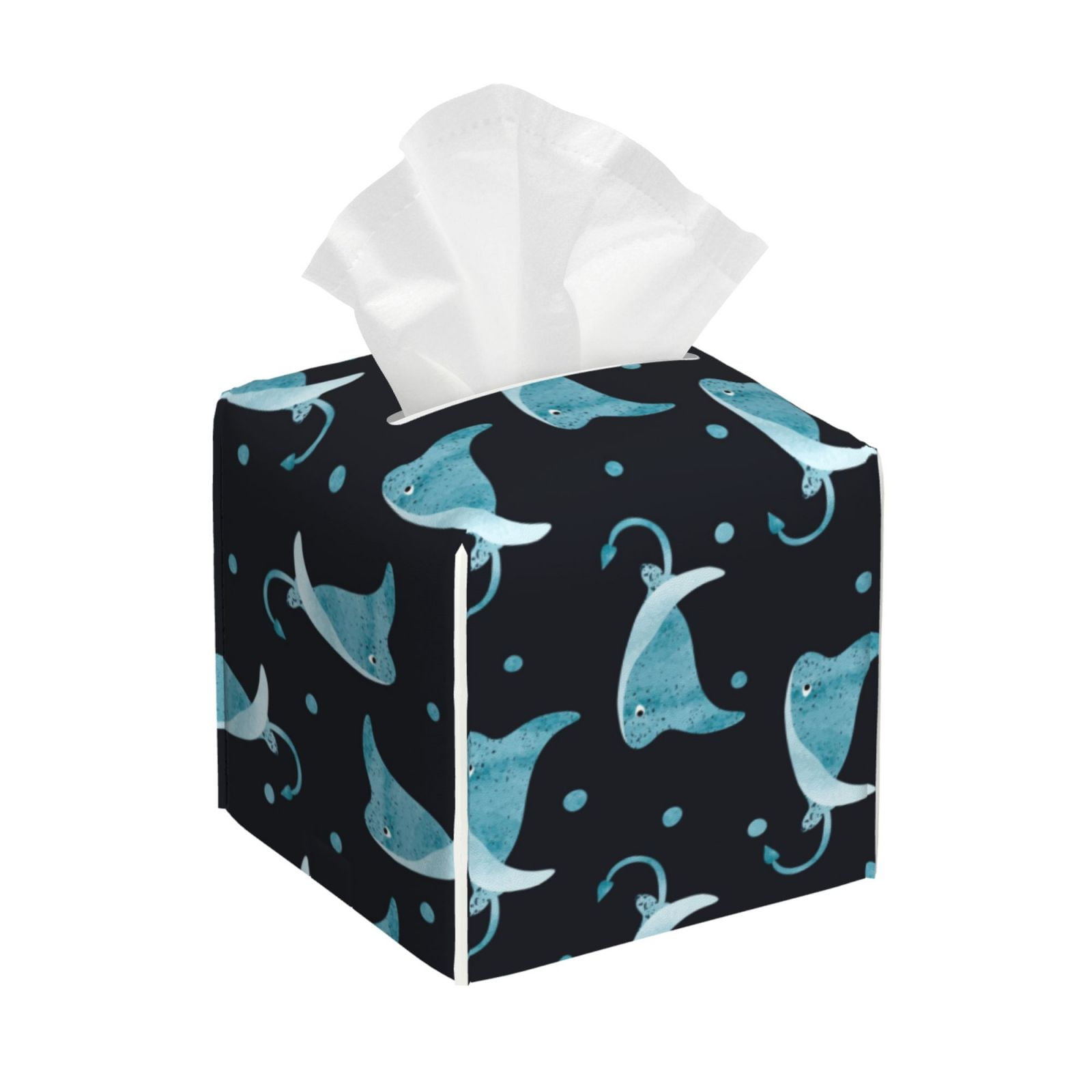 Tissue Box Cover, cute blue stingray polka dots Leather Tissue Box ...
