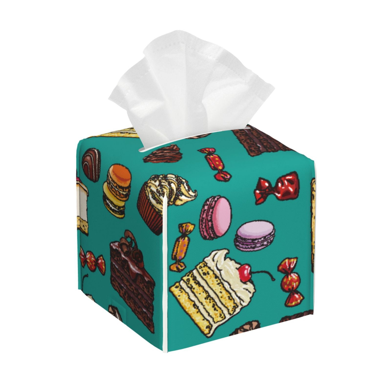 Tissue Box Cover, cute cake Leather Tissue Box Holder - Tissue Case ...