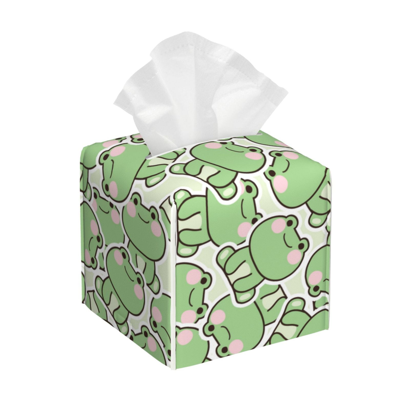 Tissue Box Cover, cute frog sitting pose funny Leather Tissue Box ...