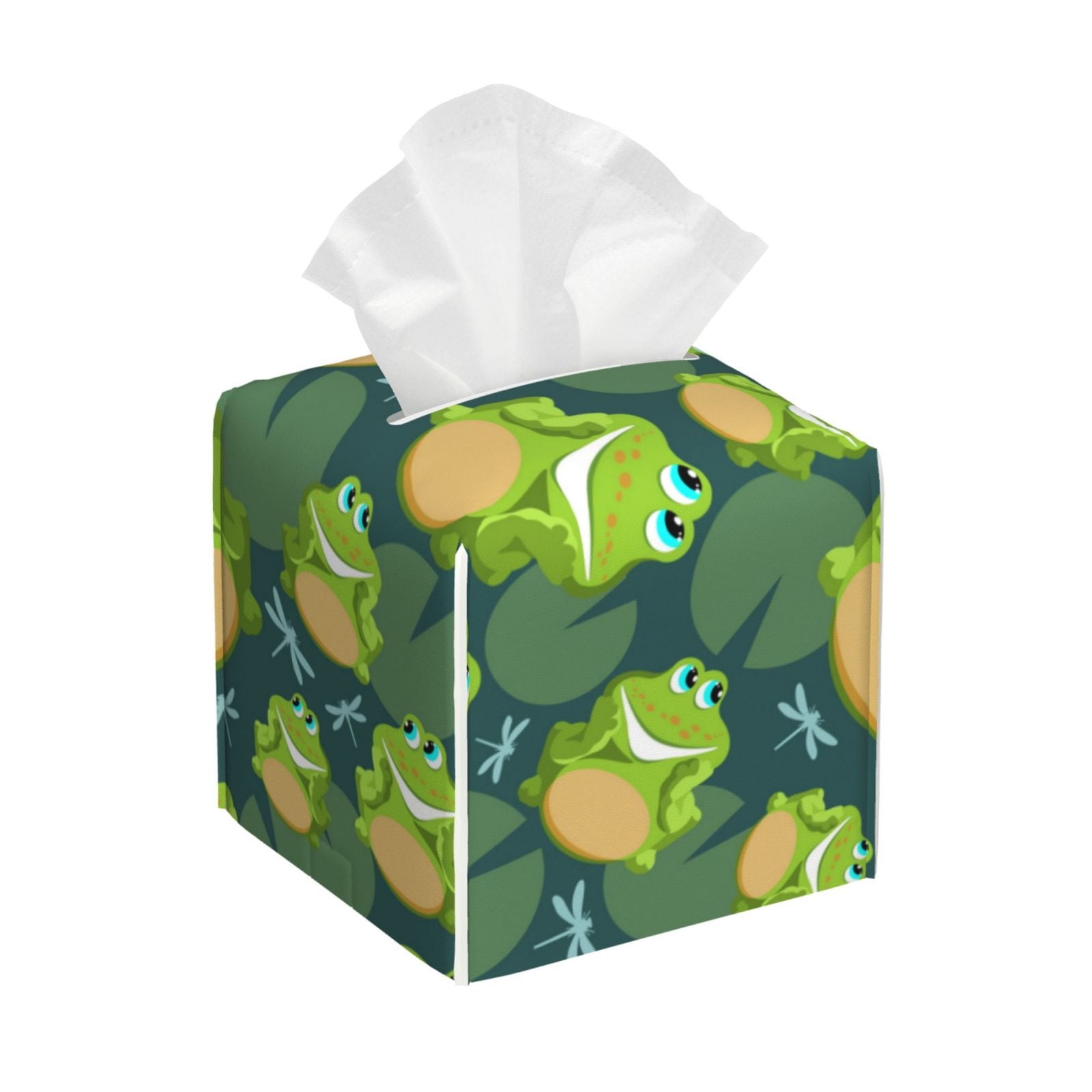 Tissue Box Cover cute frogs dragonfly leaves green Tissues Boxes Holder ...