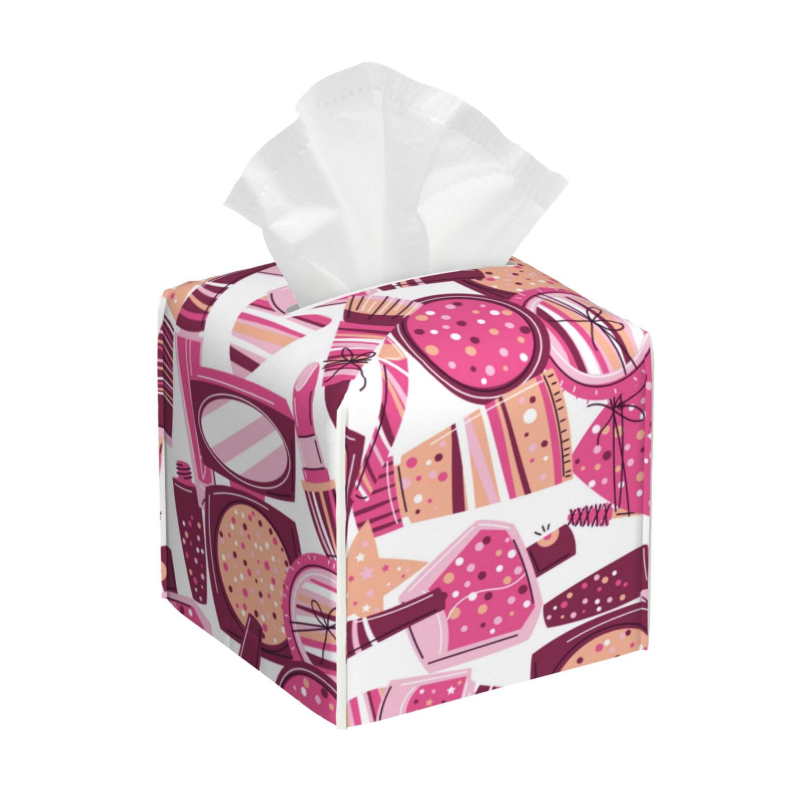 Tissue Box Cover cute girl pink Tissues Boxes Holder Organizer, Leather ...
