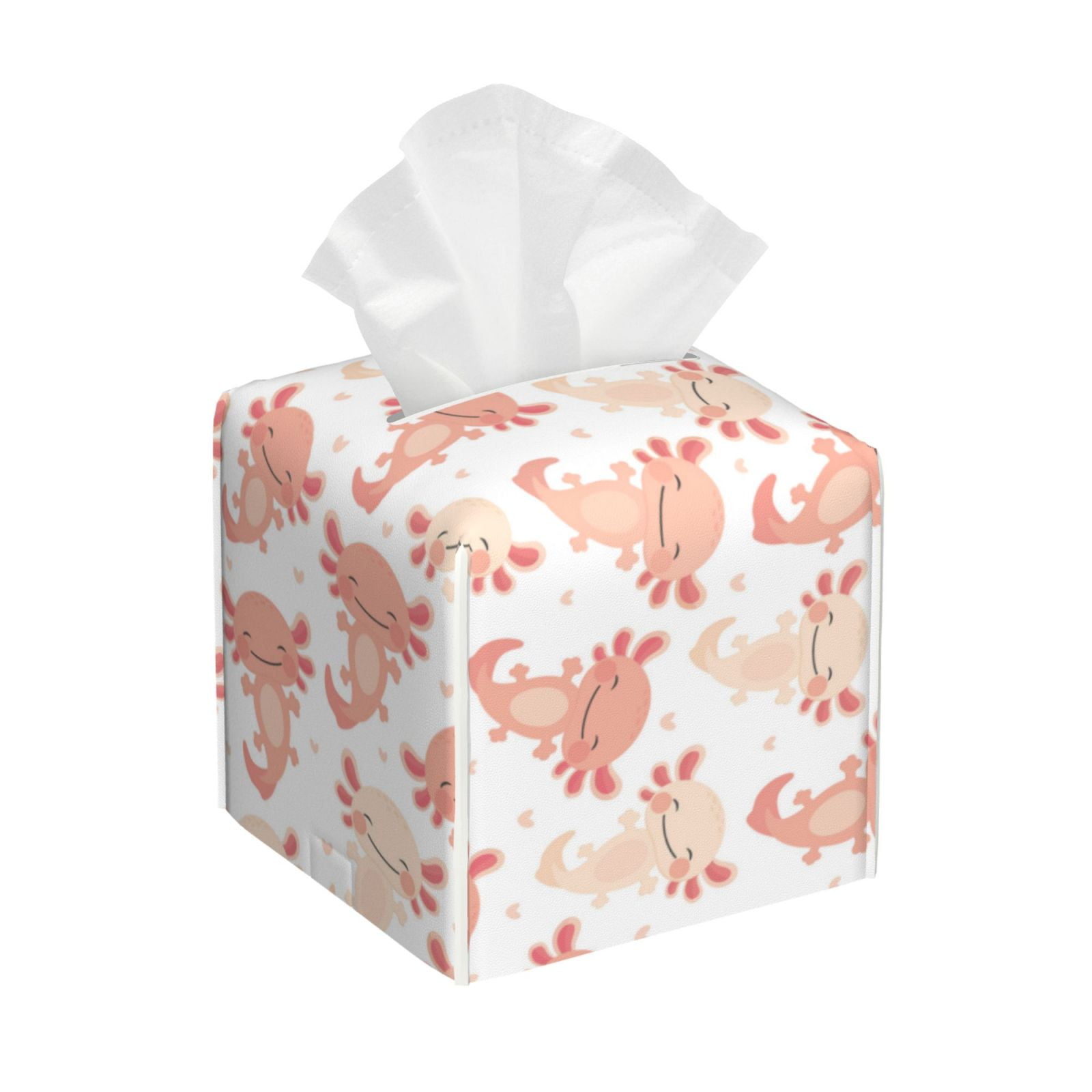 Tissue Box Cover, cute kawaii pink axolotl Leather Tissue Box Holder ...