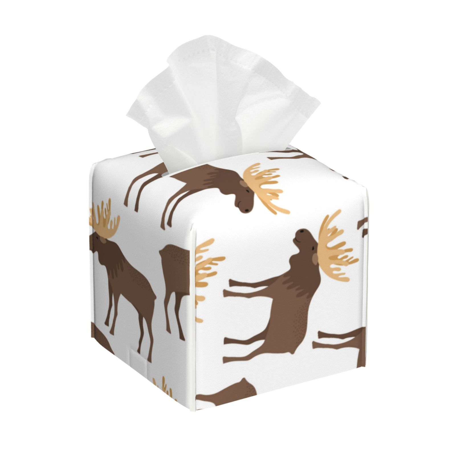 Tissue Box Cover - cute moose horns elk cartoon Modern Square Leather ...