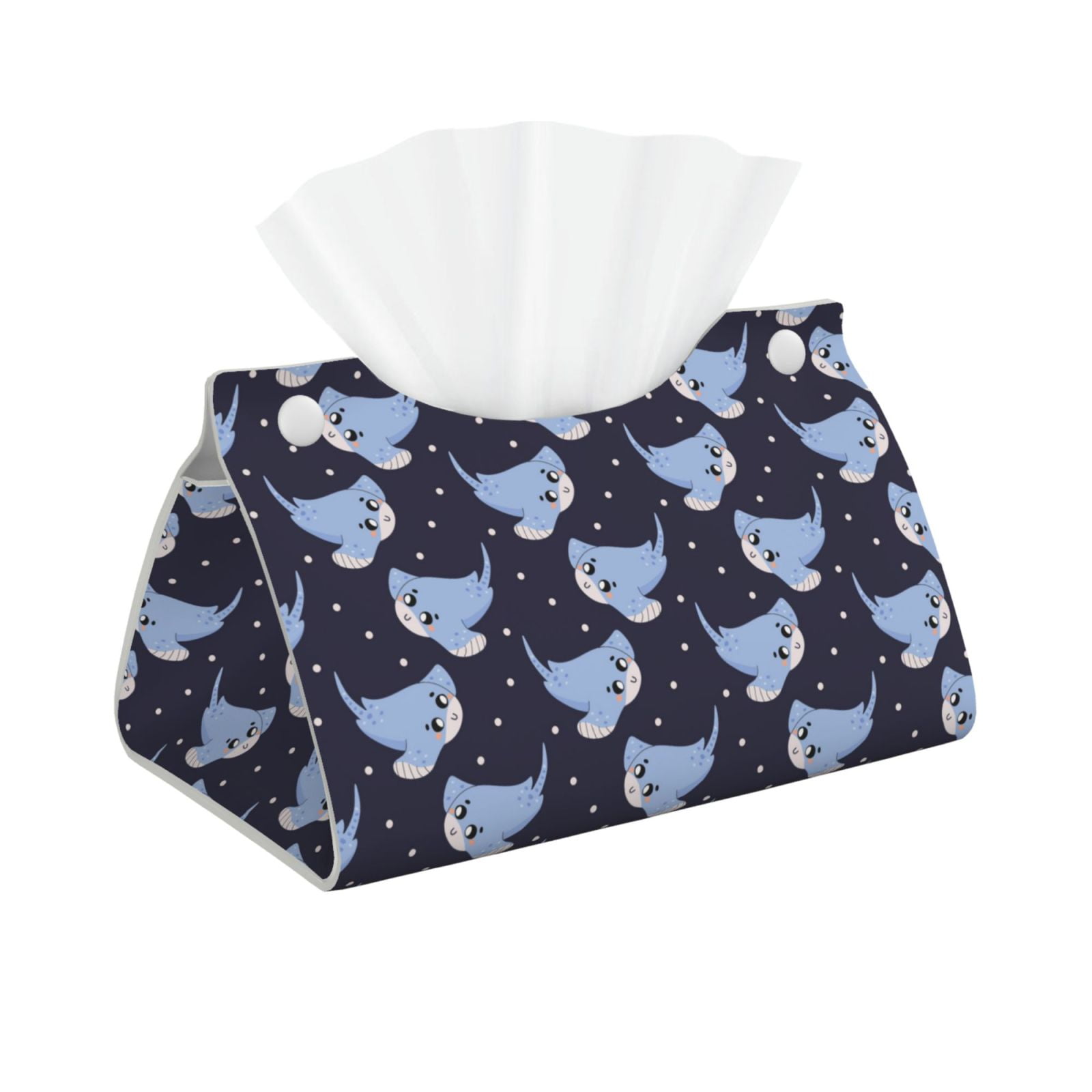 Tissue Box Cover, cute stingray polka dots black Rectangular Leather ...