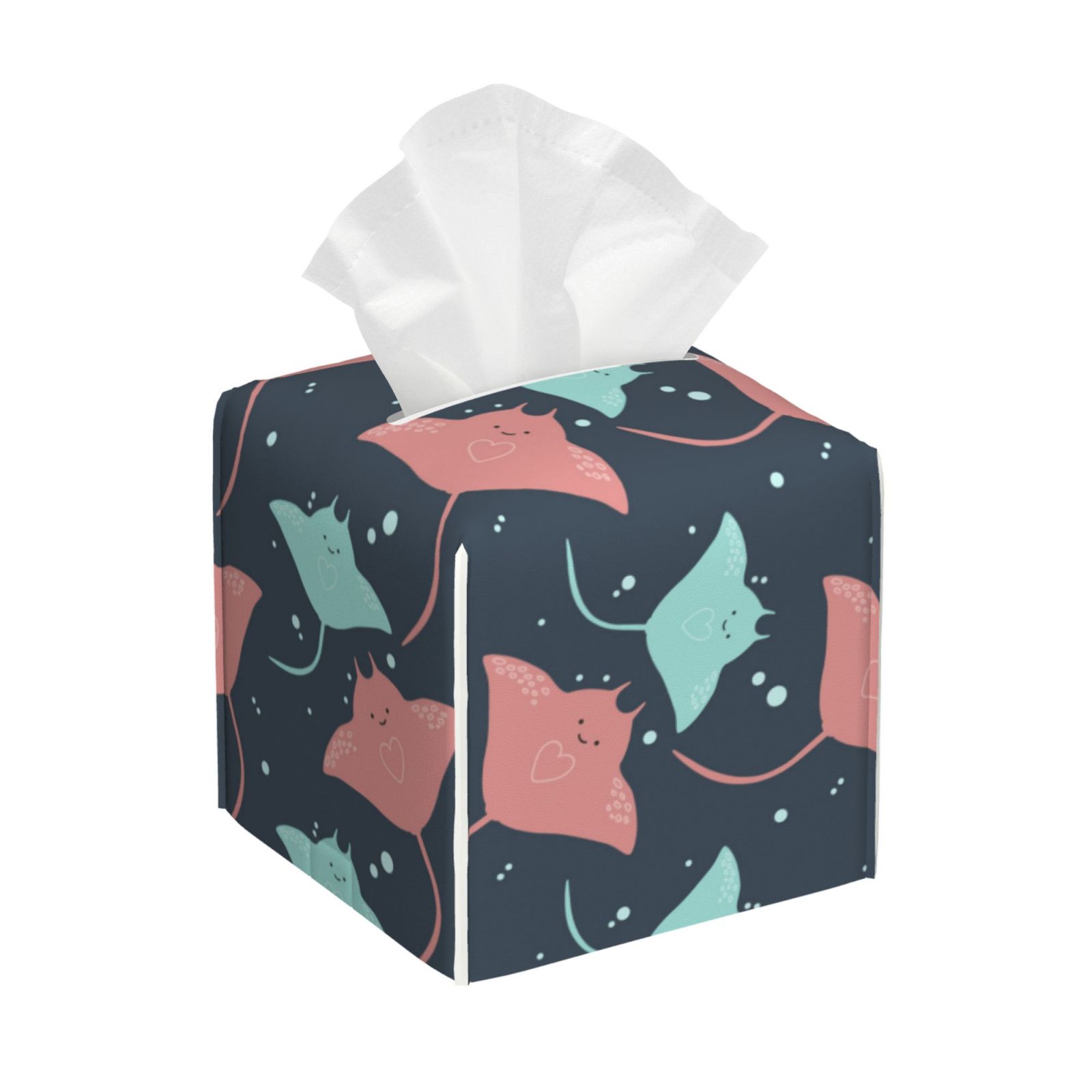 Tissue Box Cover, cute stingrays polka dots Leather Tissue Box Holder ...