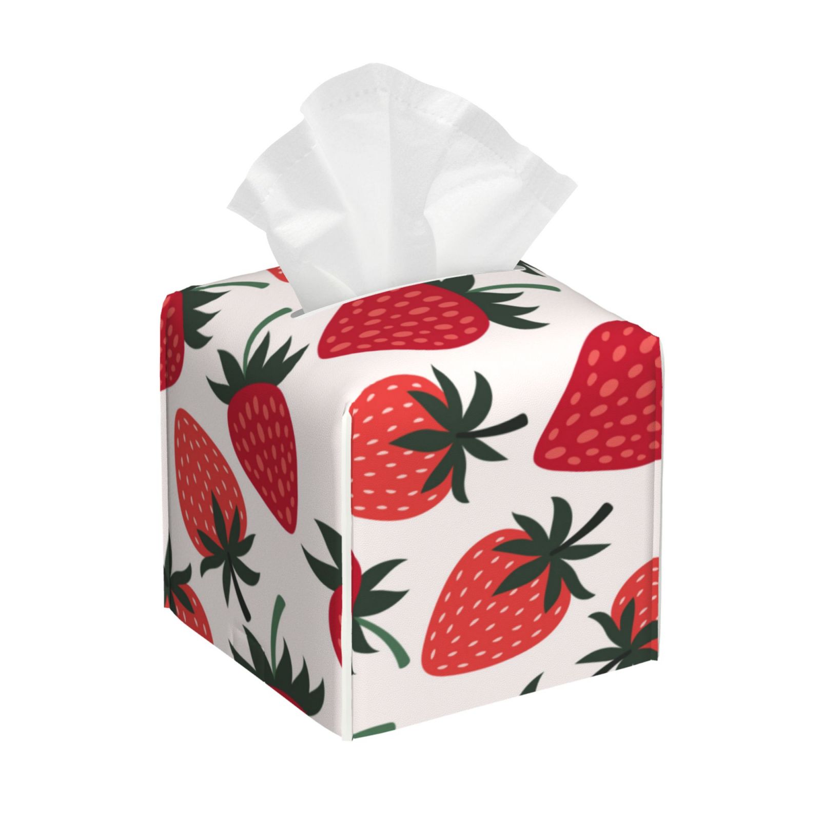 Tissue Box Cover, cute strawberries print Leather Tissue Box Holder ...