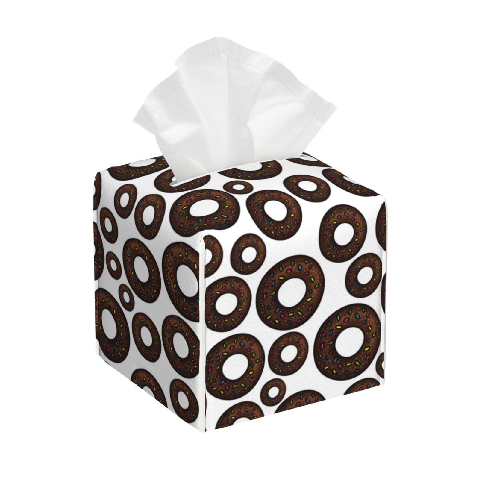 Tissue Box Cover donut brown Tissues Boxes Holder Organizer, Leather ...