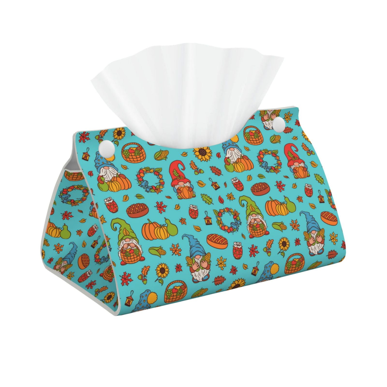 Tissue Box Cover, fall cute gnome Pumpkin Rectangular Leather Tissue ...