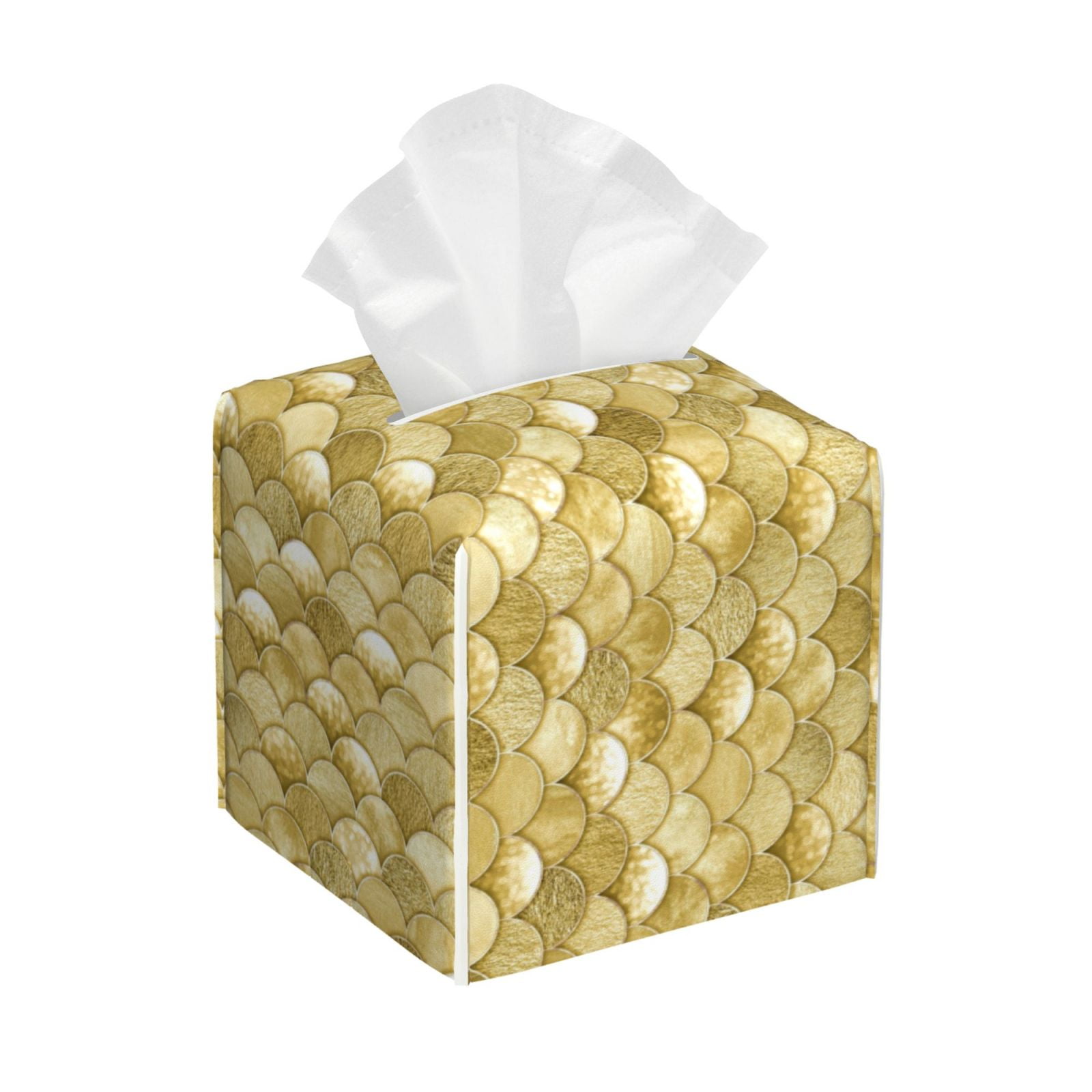 Tissue Box Cover, fish scale golden glittering Leather Tissue Box ...