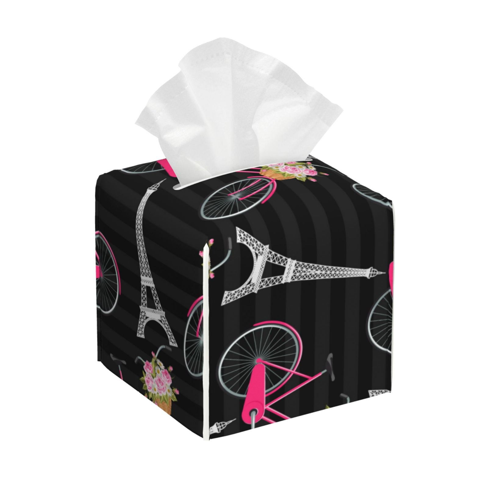 Tissue Box Cover, flower Tower bike Leather Tissue Box Holder - Tissue ...