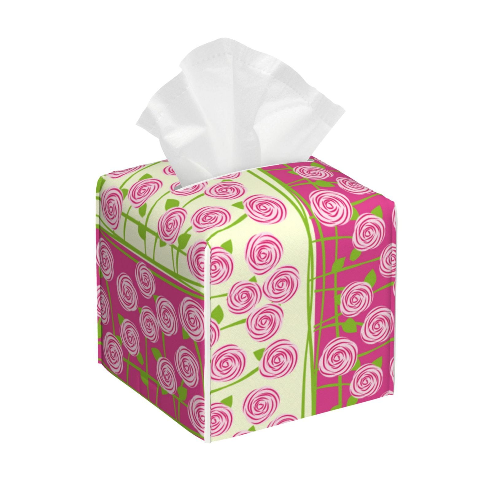 Tissue Box Cover flowers Pink B Tissues Boxes Holder Organizer, Leather ...