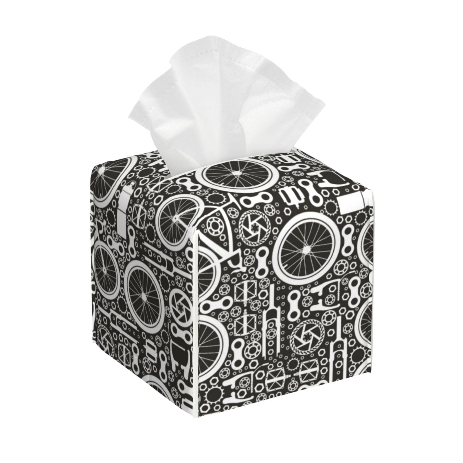 Tissue Box Cover, gear Bike Pattern -Modern Square Leather Tissue Box ...