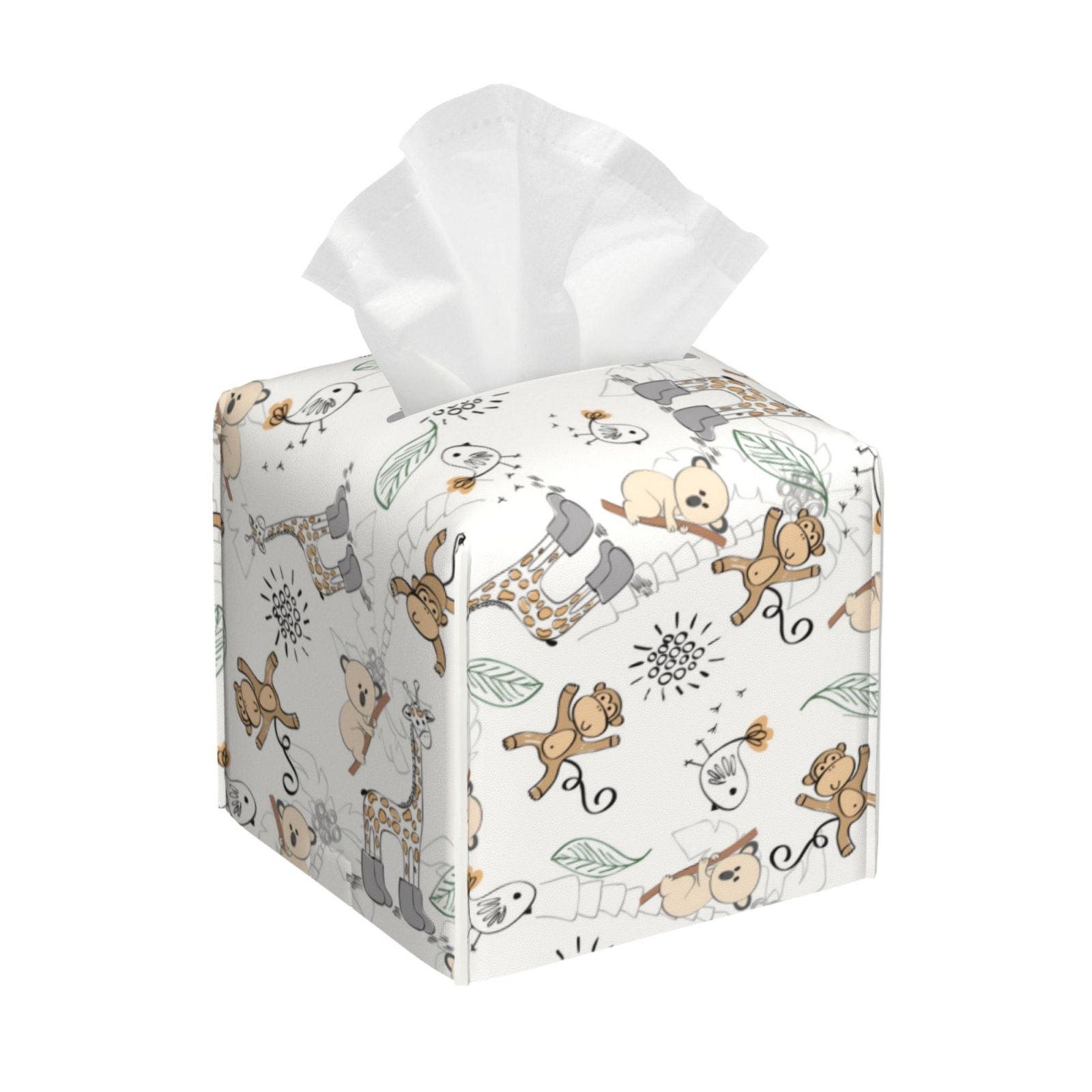 Tissue Box Cover giraffe monkey Tissues Boxes Holder Organizer, Leather ...
