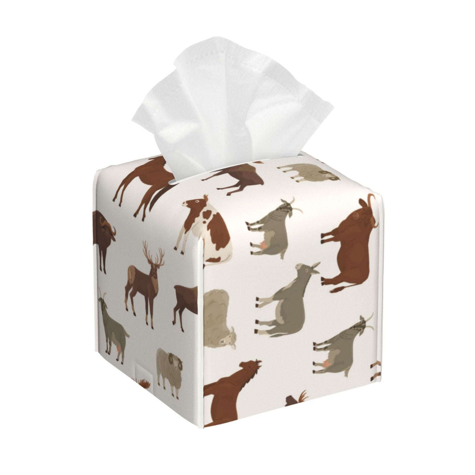 Tissue Box Cover, goat moose buffalo deer print Leather Tissue Box ...