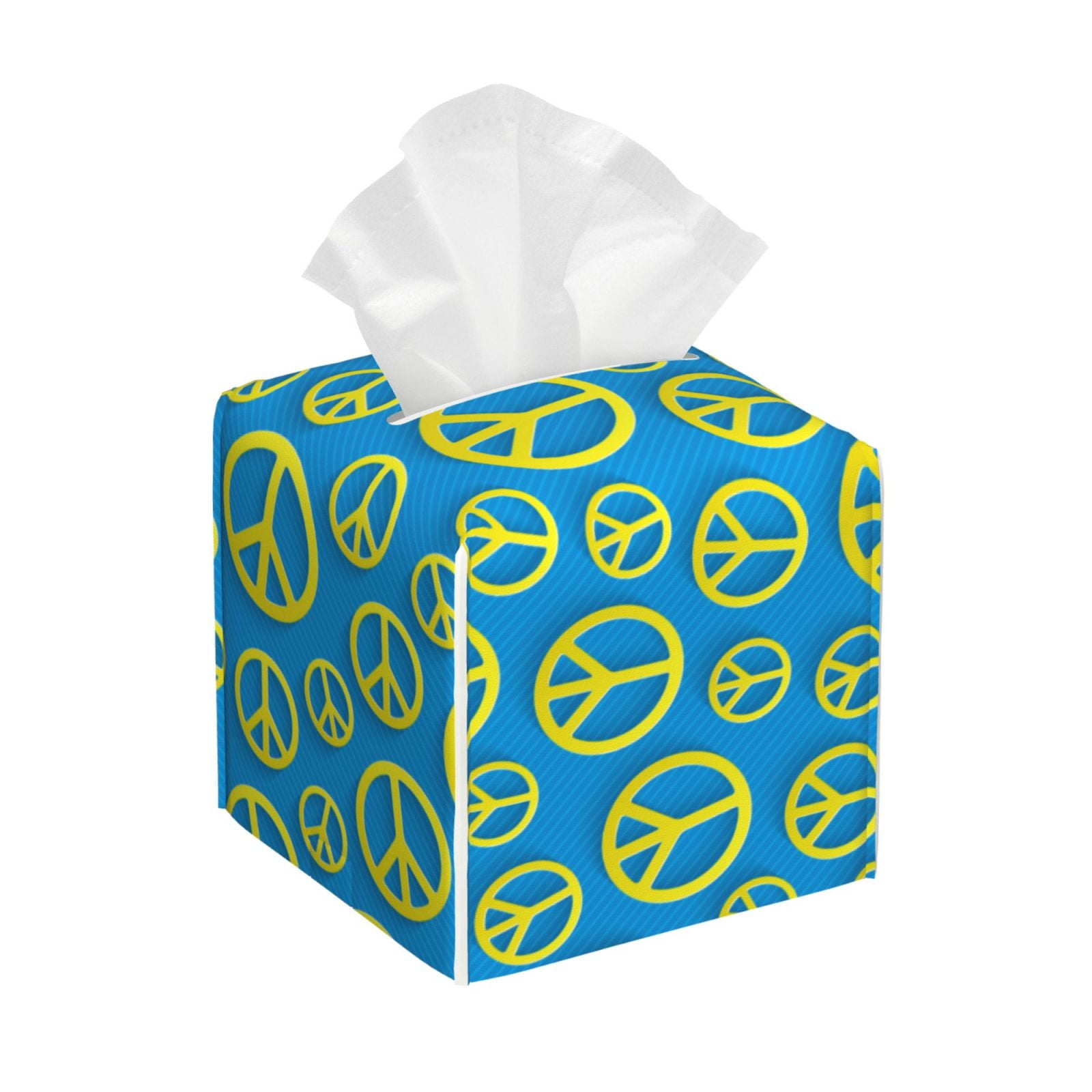 Tissue Box Cover golden peace sign Flag blue Tissues Boxes Holder ...