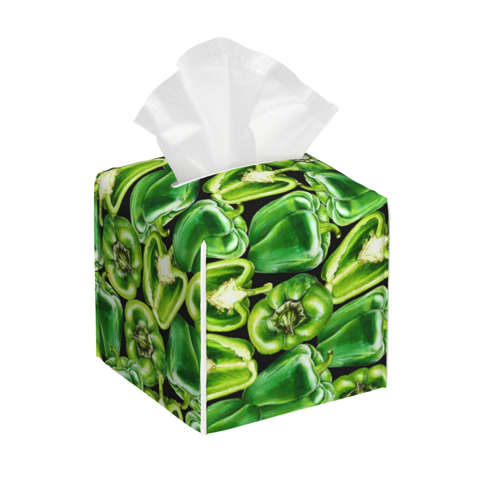 Tissue Box Cover, green Bell Pepper funny Leather Tissue Box Holder ...