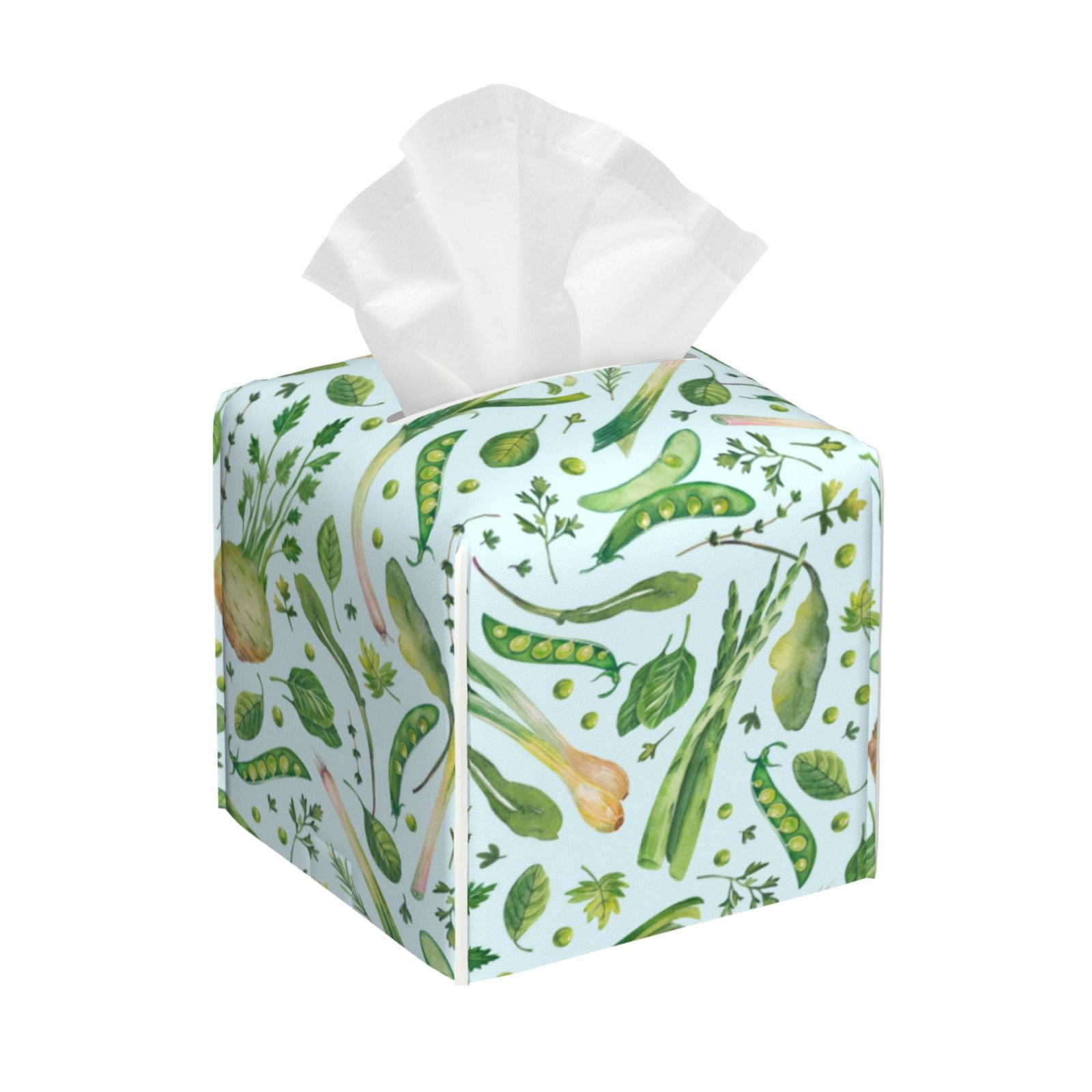 Tissue Box Cover, green Peas vegetable Leather Tissue Box Holder ...