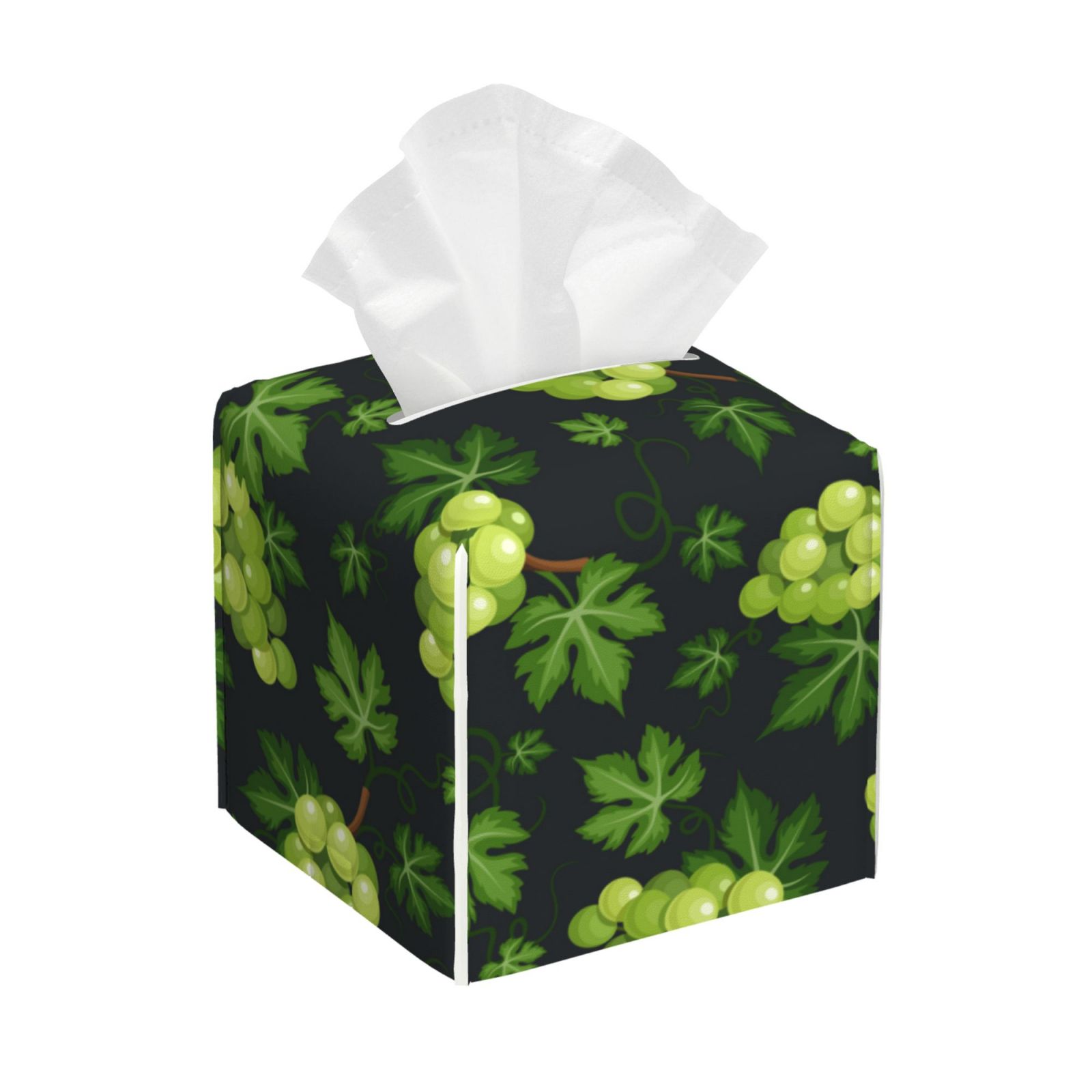 Tissue Box Cover, green leaf Grape Leather Tissue Box Holder - Tissue ...