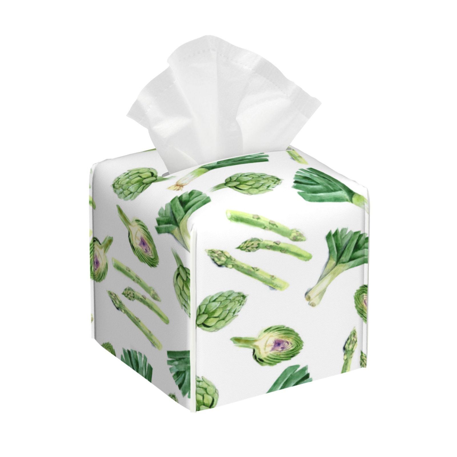 Tissue Box Cover, green onions Asparagus Leather Tissue Box Holder ...