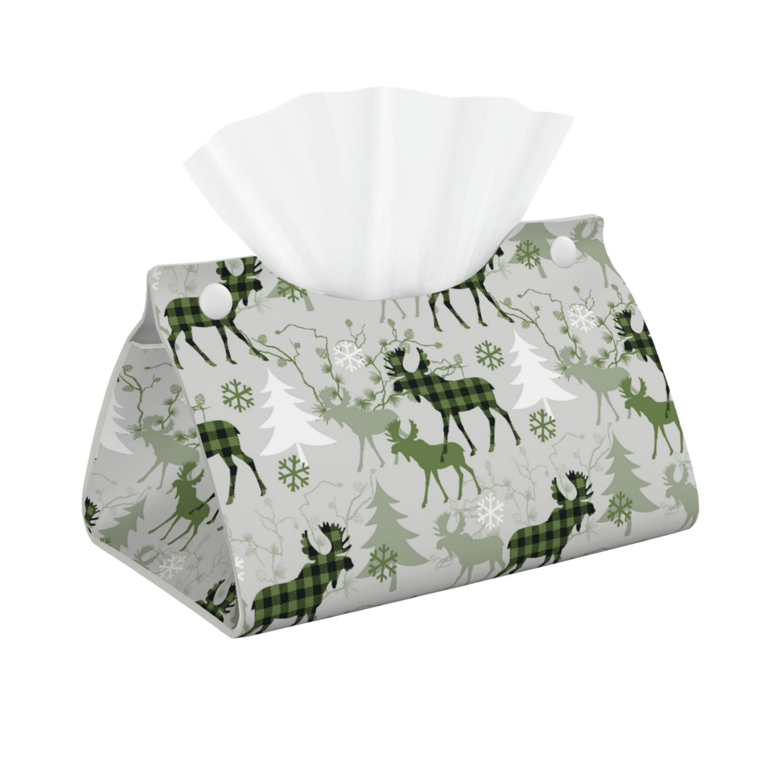 Tissue Box Cover green plaid Moose tree Tissues Boxes Holder Organizer ...