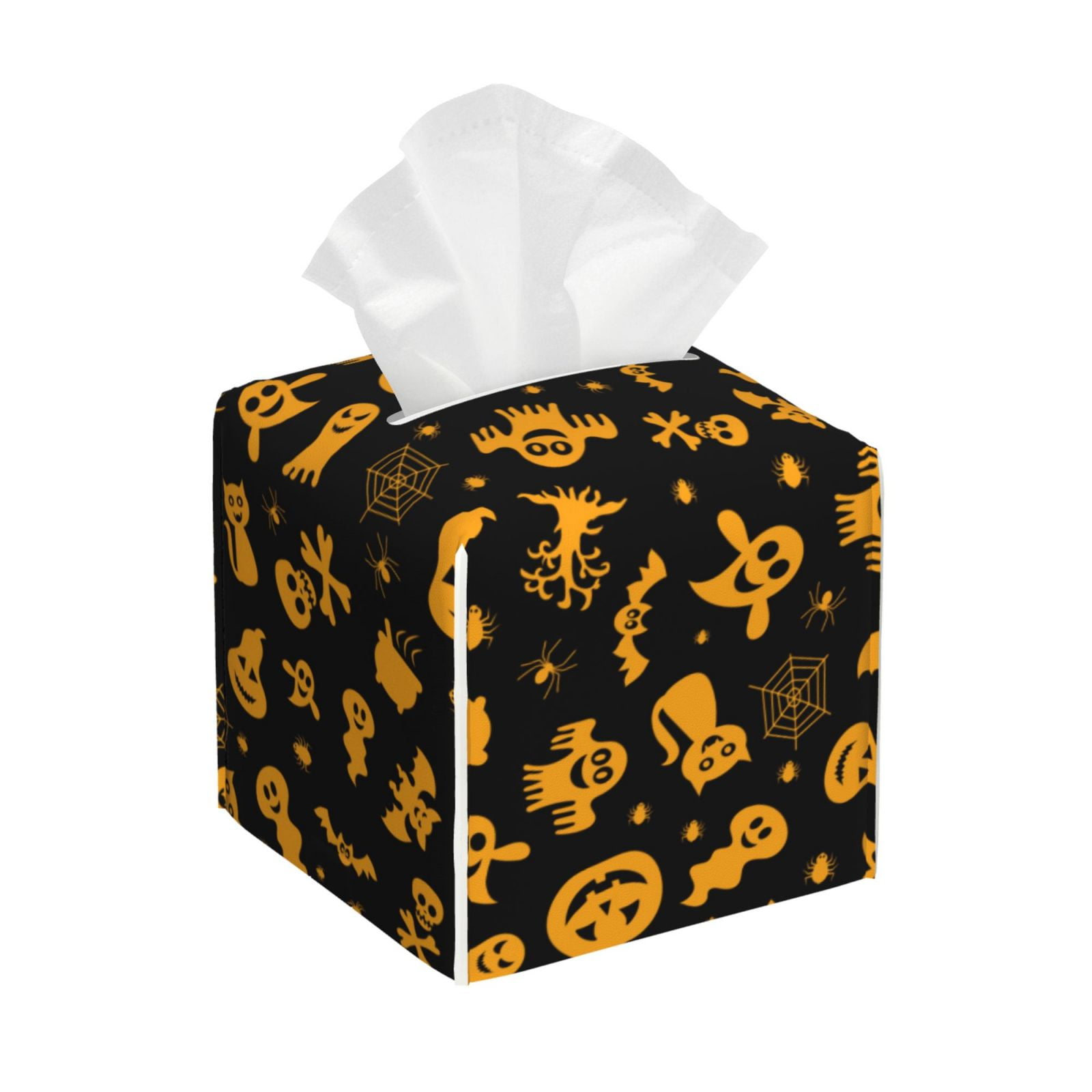 Tissue Box Cover, halloween elements Patterns Leather Tissue Box Holder ...