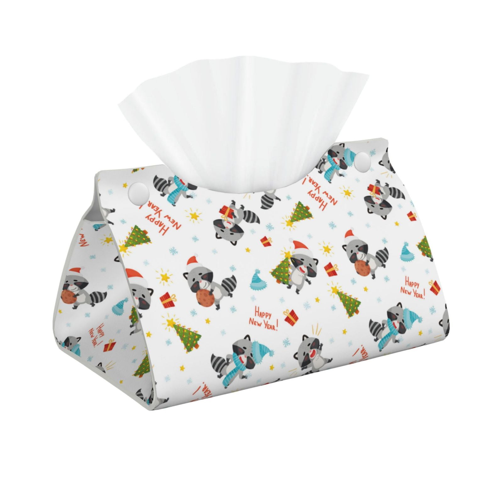Tissue Box Cover happy new year Raccoon Tissues Boxes Holder Organizer ...