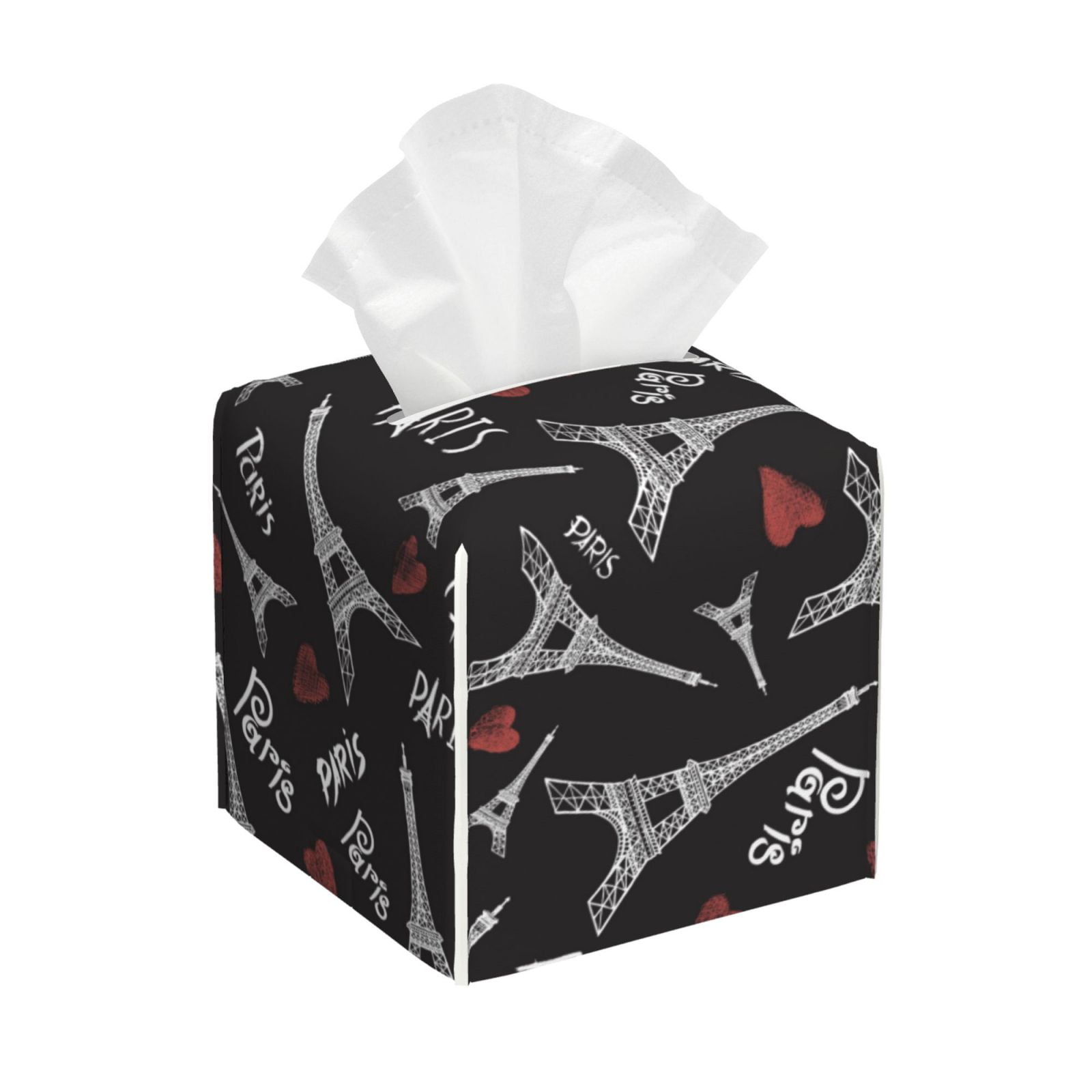 Tissue Box Cover, heart Eiffel Towers Leather Tissue Box Holder ...