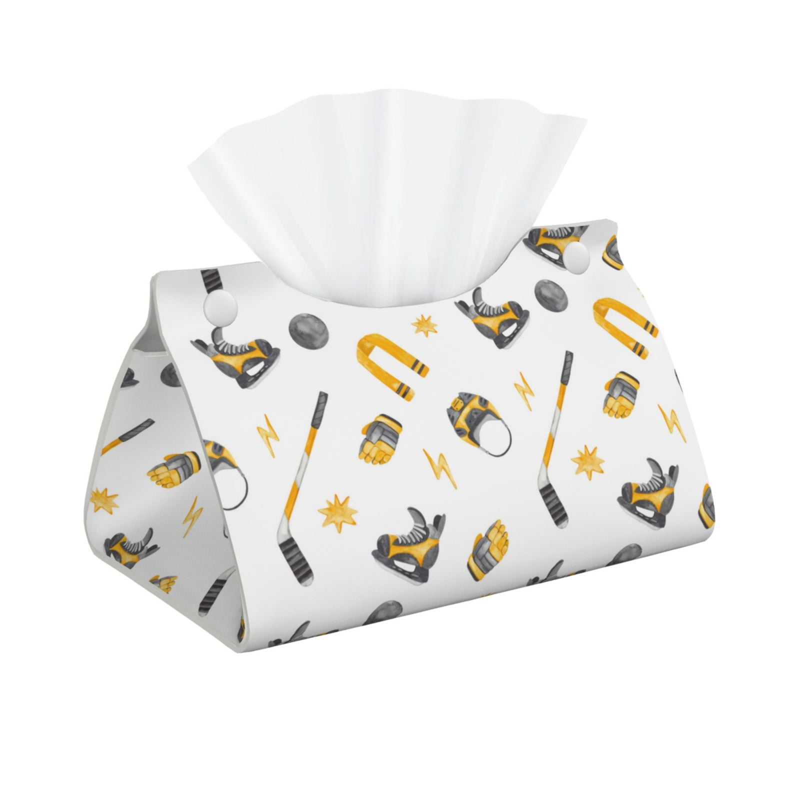 Tissue Box Cover, hockey skates stick puck helmet Rectangular Leather ...