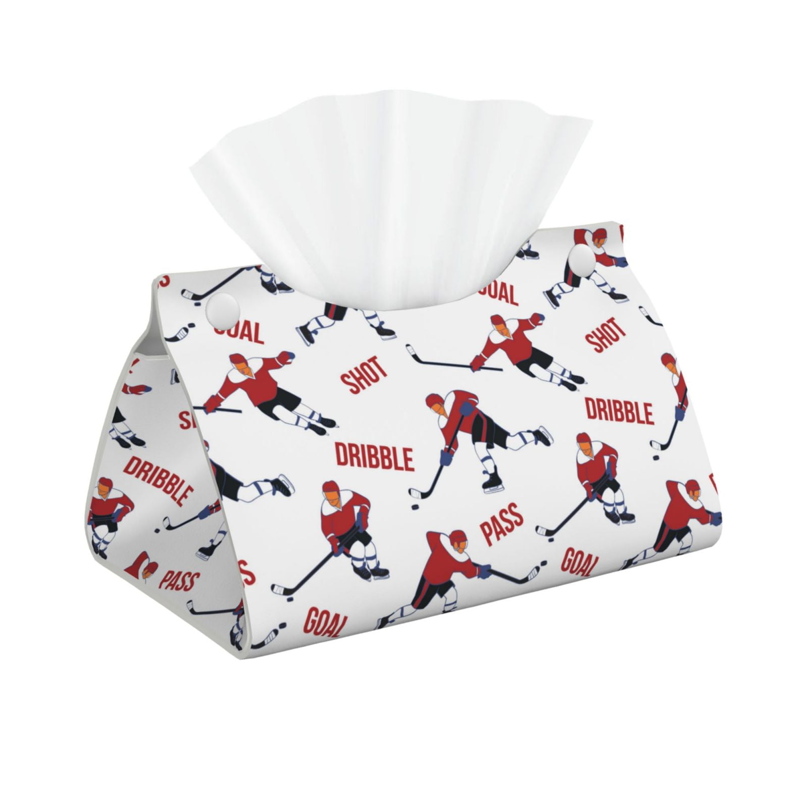 Tissue Box Cover, ice hockey player goal white Rectangular Leather ...