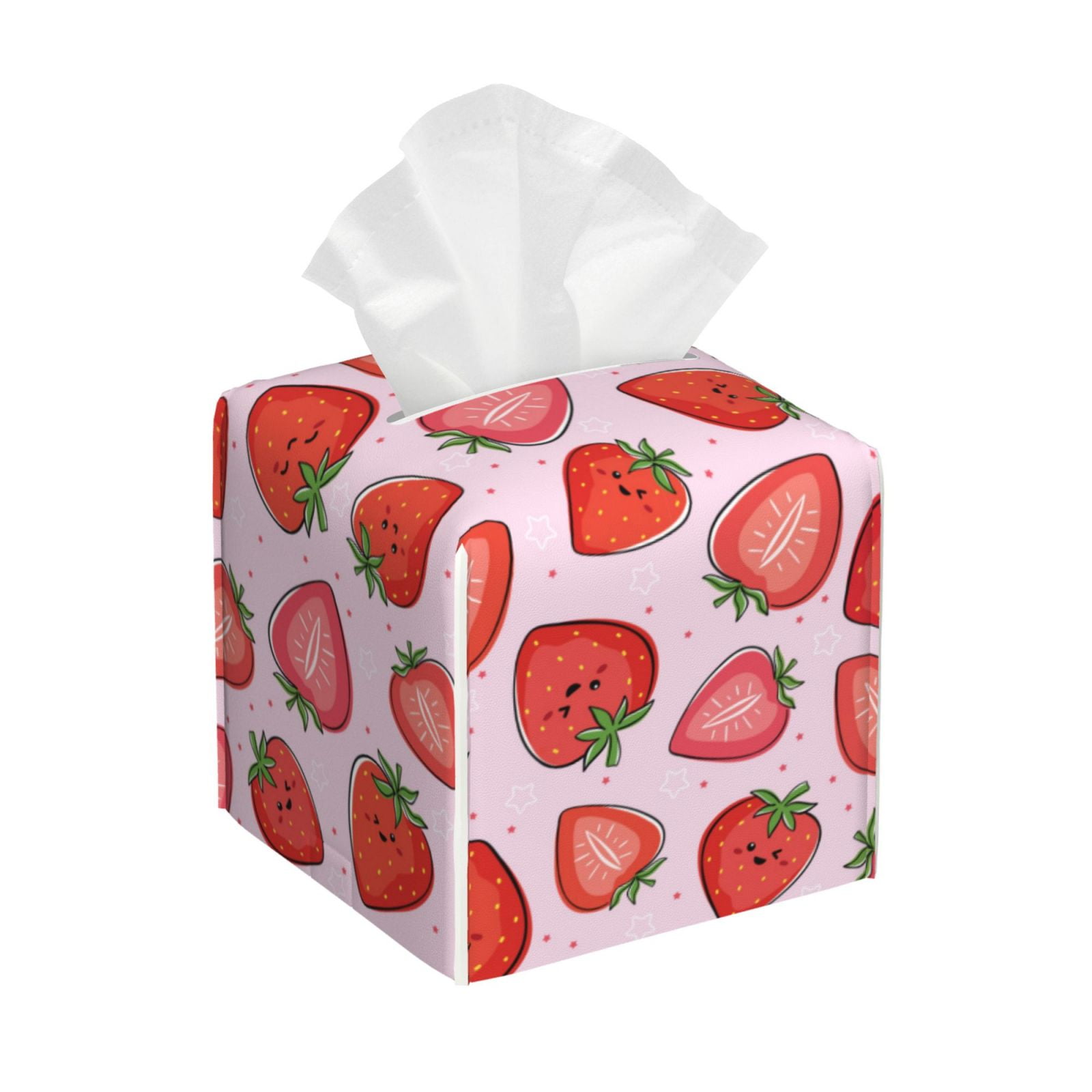 Tissue Box Cover, kawaii strawberry fruits Leather Tissue Box Holder ...