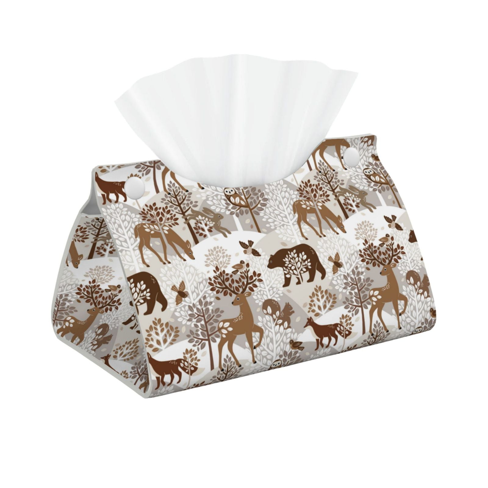Tissue Box Cover, leaf Moose fox owls tree Rectangular Leather Tissue ...