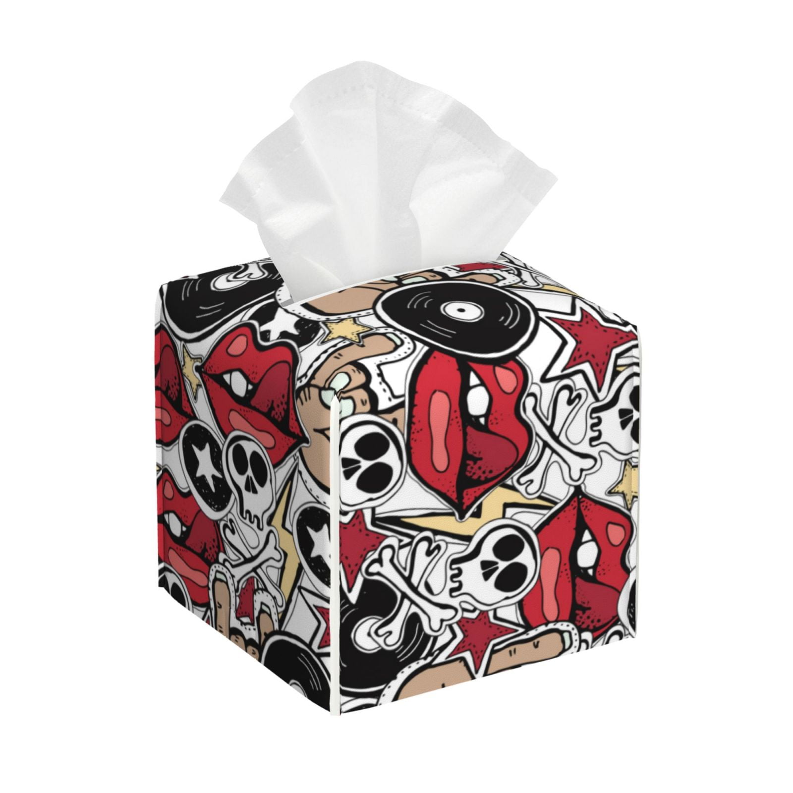 Tissue Box Cover lip skull Tissues Boxes Holder Organizer, Leather ...