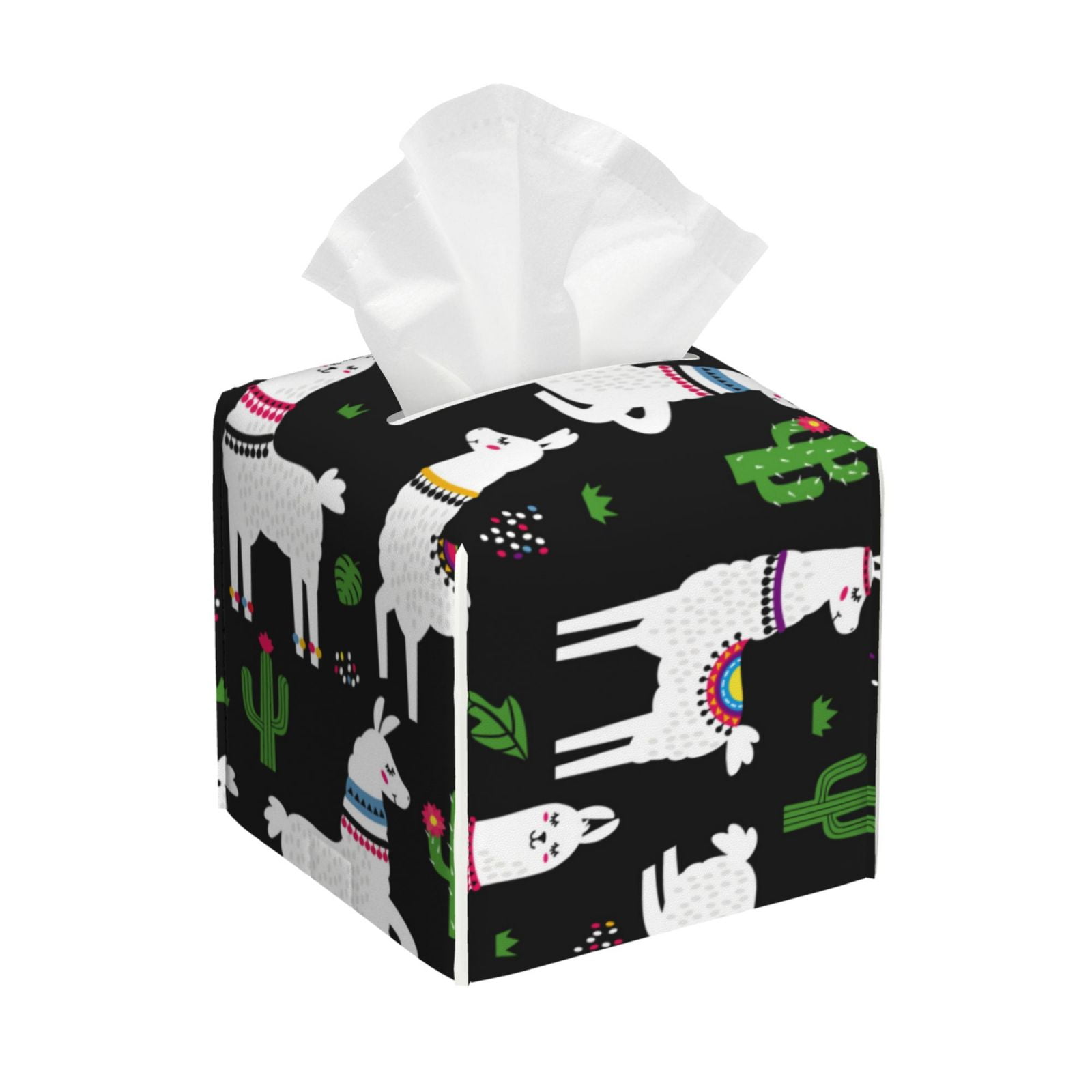 Tissue Box Cover llama alpaca cactus black cute Tissues Boxes Holder ...