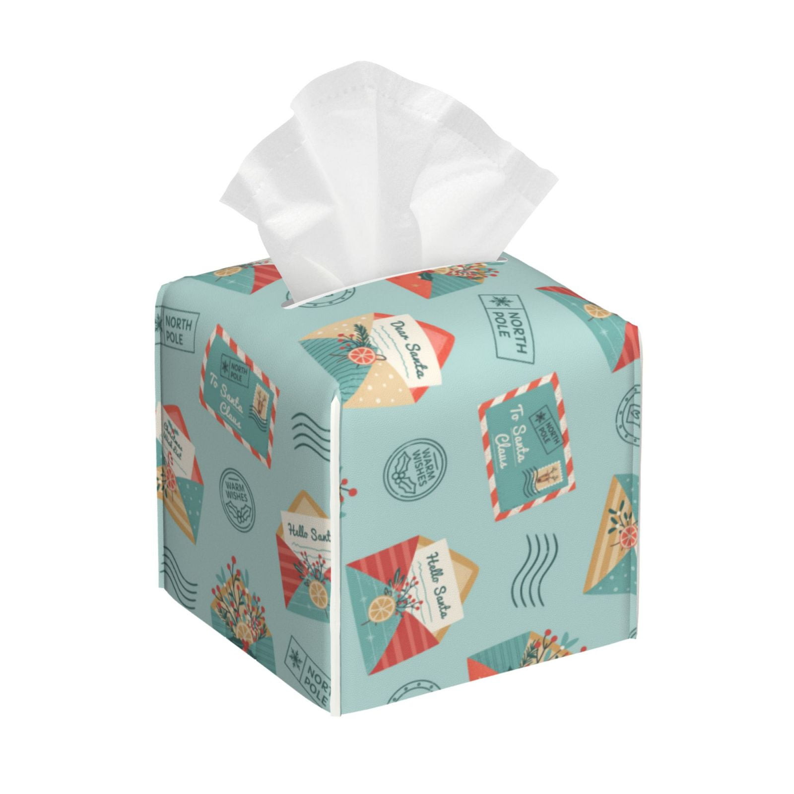 Tissue Box Cover, mailer Stamp print Leather Tissue Box Holder - Tissue ...