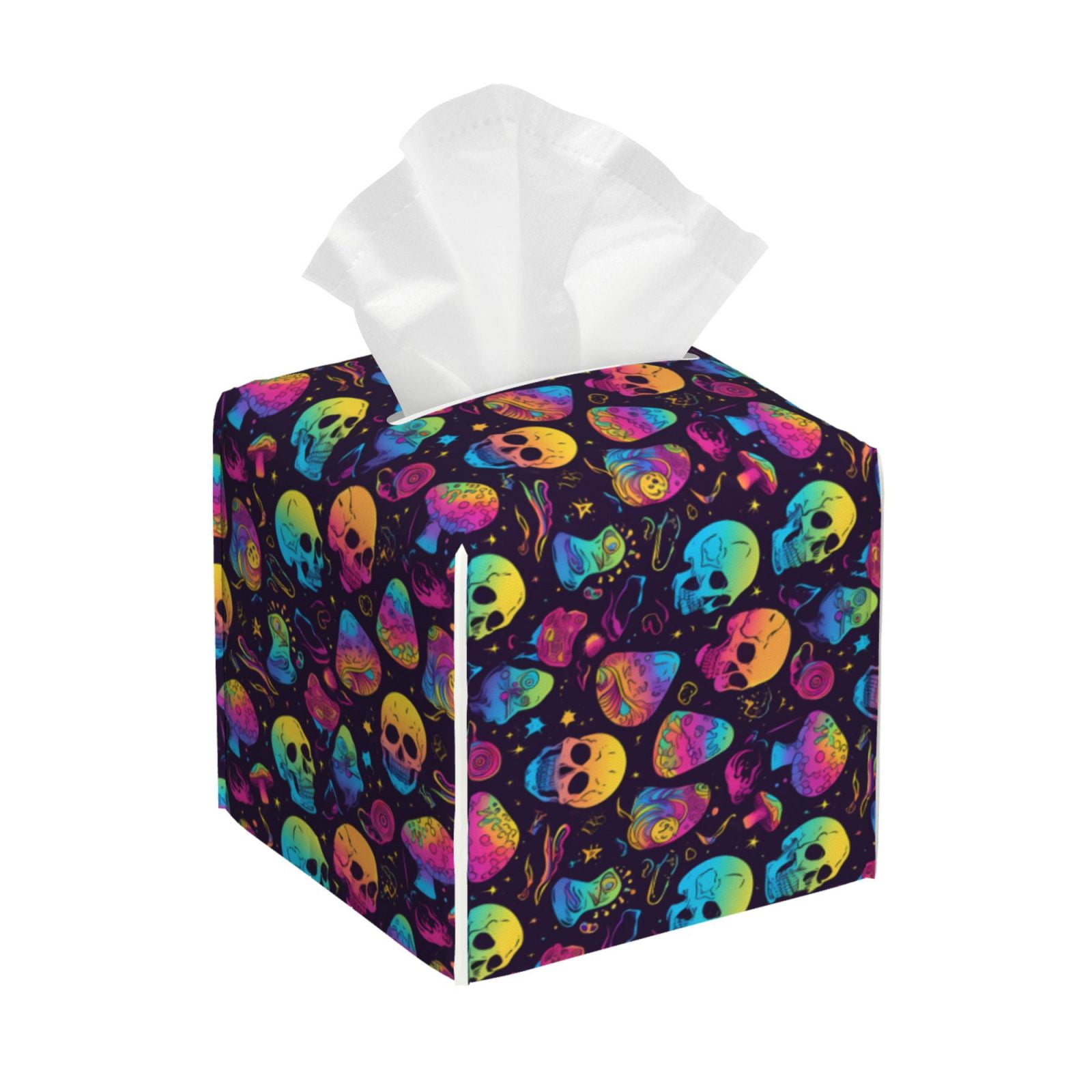 Tissue Box Cover, mushroom color Skull -Modern Square Leather Tissue ...