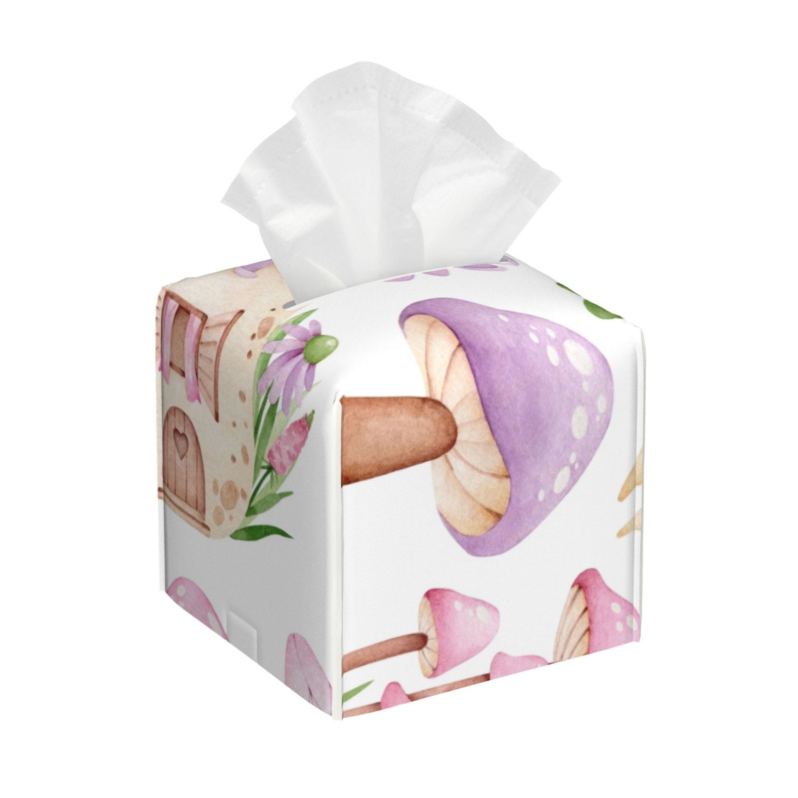 Tissue Box Cover, mushroom fairy house Leather Tissue Box Holder ...