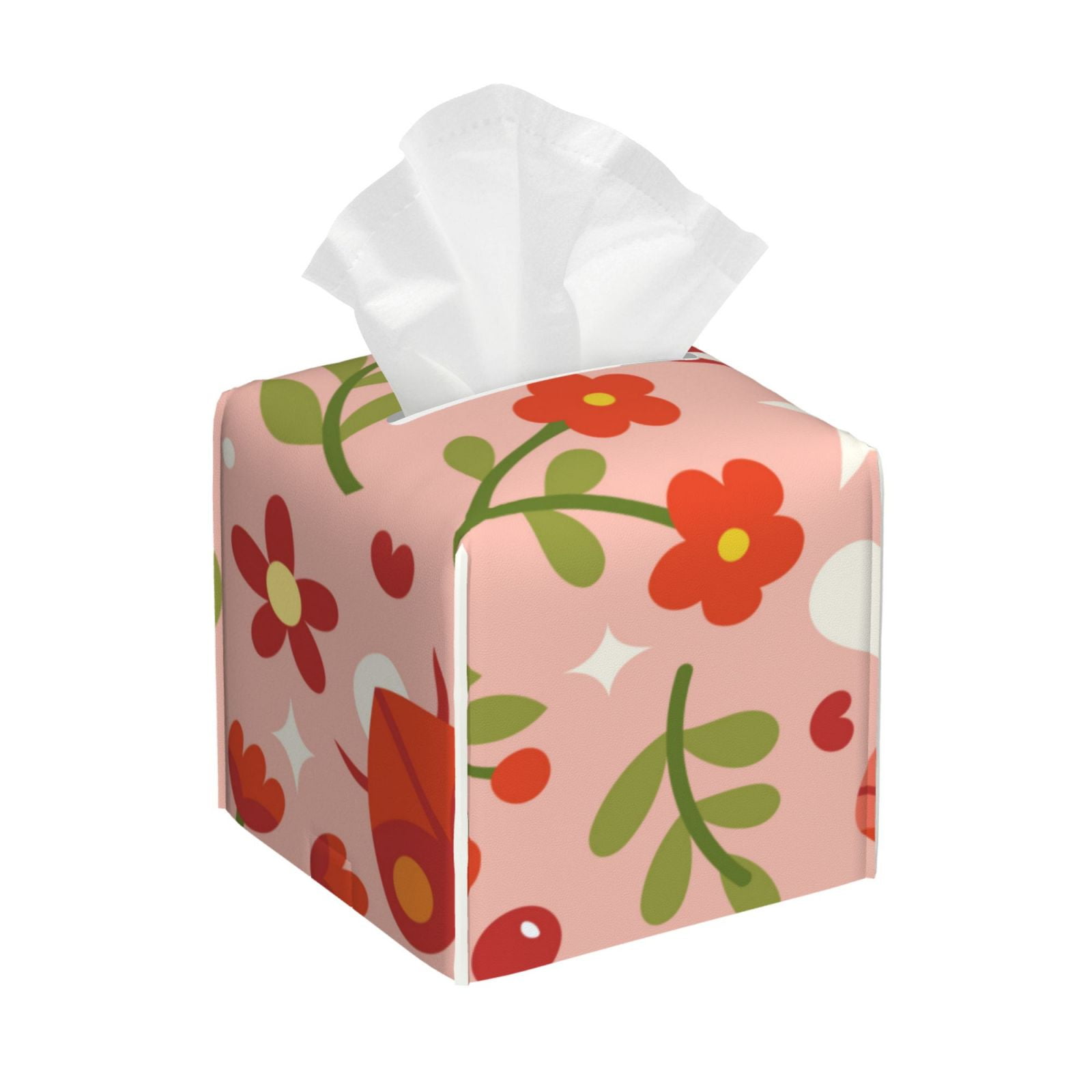 Tissue Box Cover, mushrooms and moth Leather Tissue Box Holder Square ...