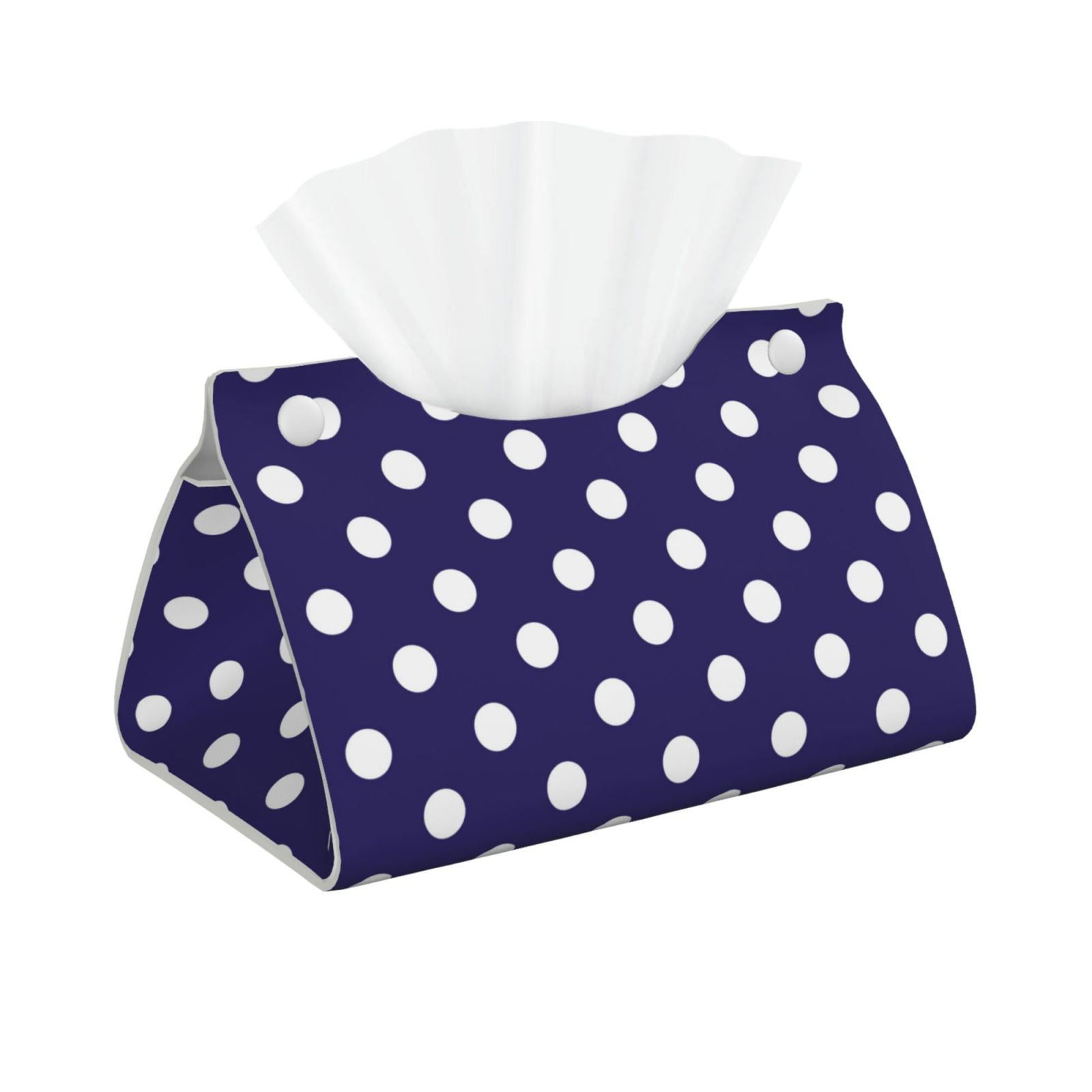 Tissue Box Cover, navy blue polka dots Rectangular Leather Tissue ...