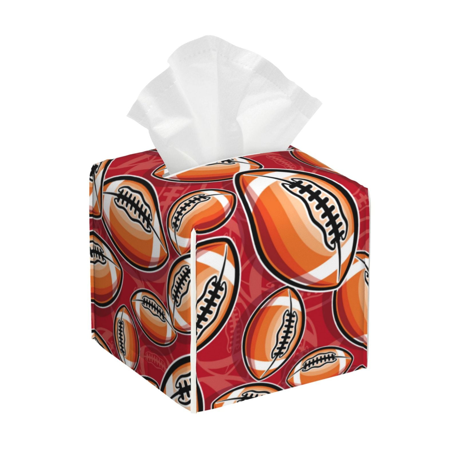 Tissue Box Cover, orange American football Rugby Leather Tissue Box ...