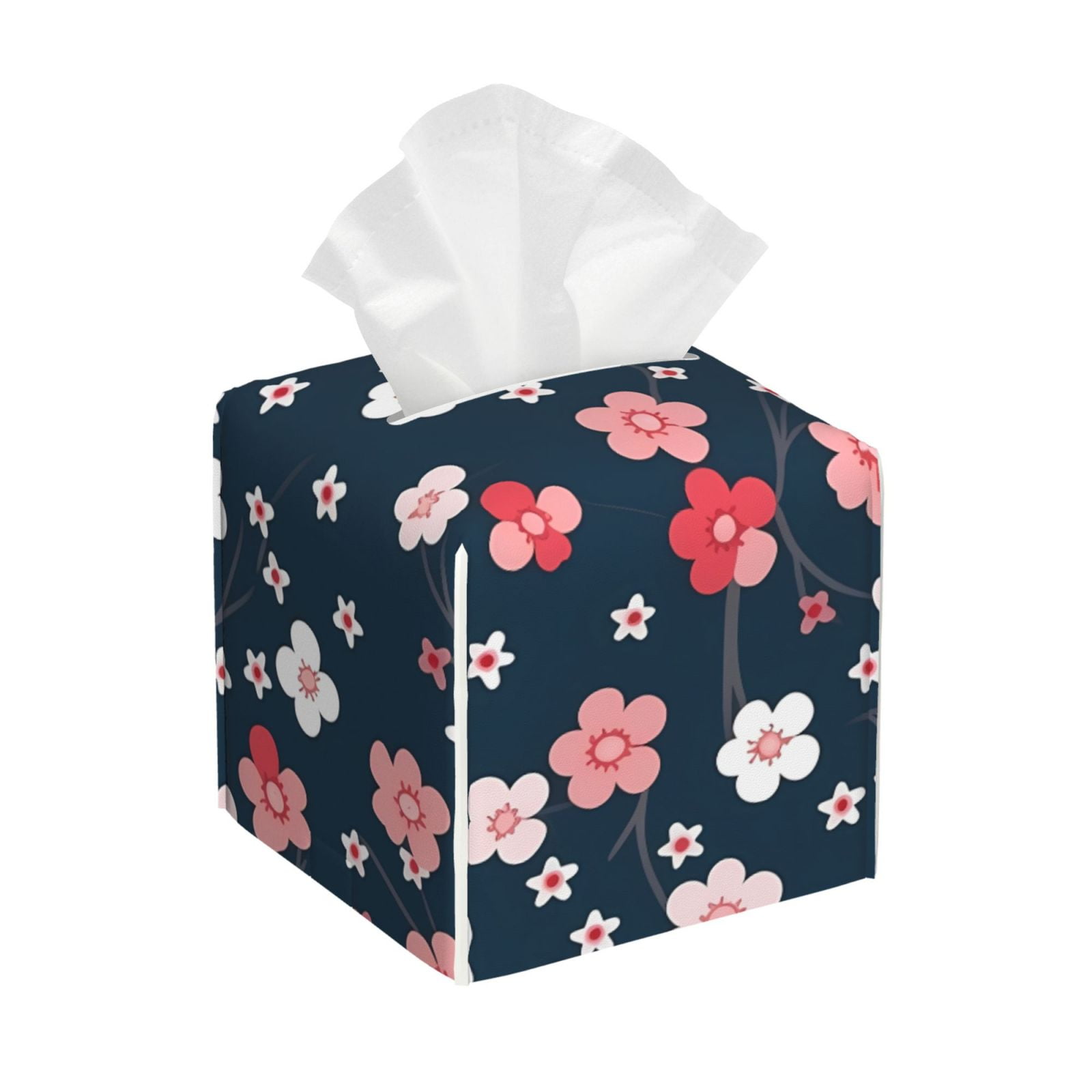 Tissue Box Cover peach blossom1 Tissues Boxes Holder Organizer, Leather ...