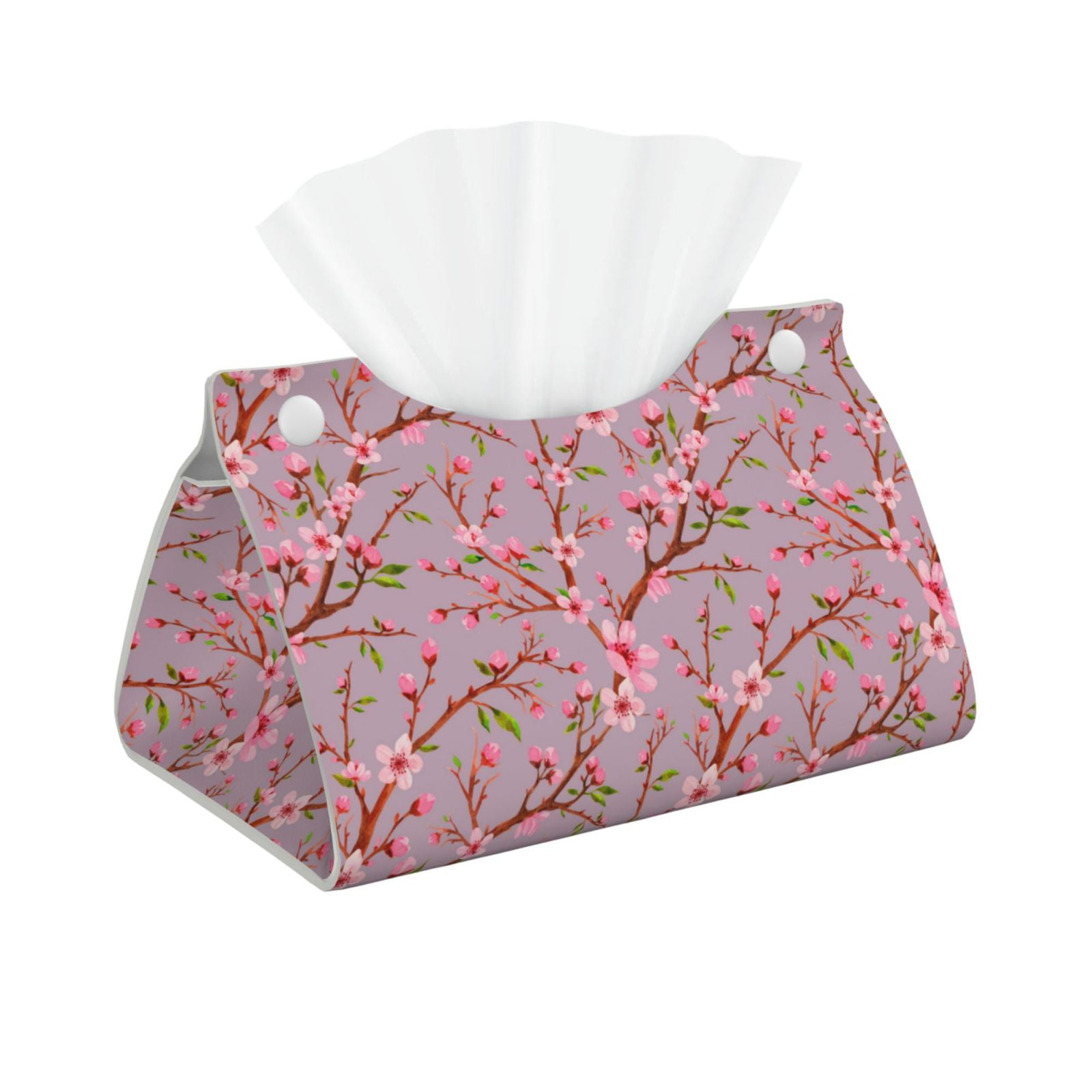 Tissue Box Cover, pink berry blossom flowers Floral Rectangular Leather ...